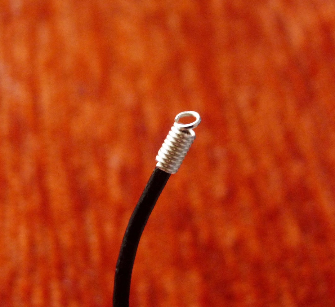 20/50x Spring Coil Cord End Crimps, Silver Color Metal Bead Stopper ...