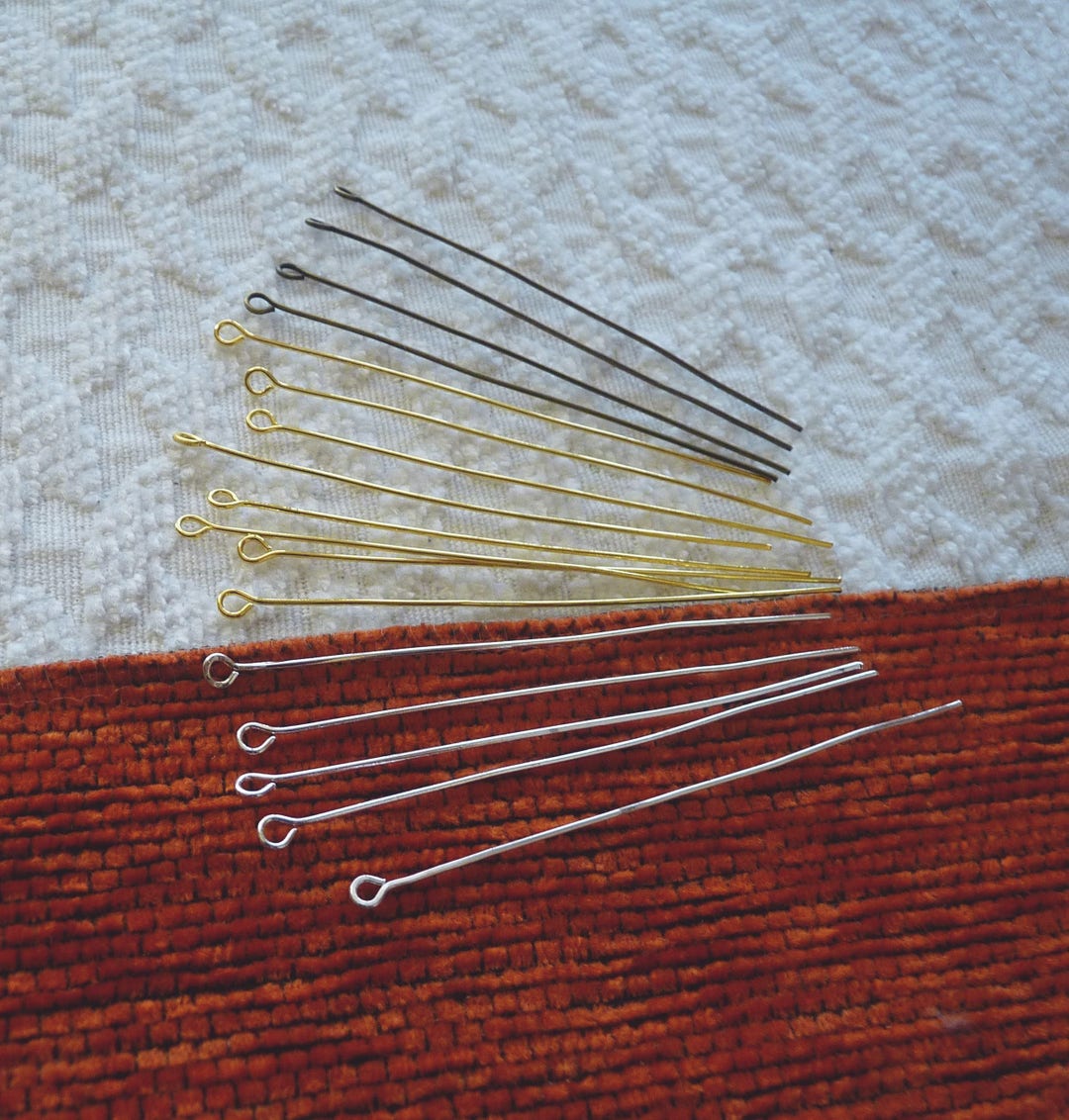 60mm Eye Pins 2.3 Inches Long Eye Pins Gold Plated Pins - Etsy