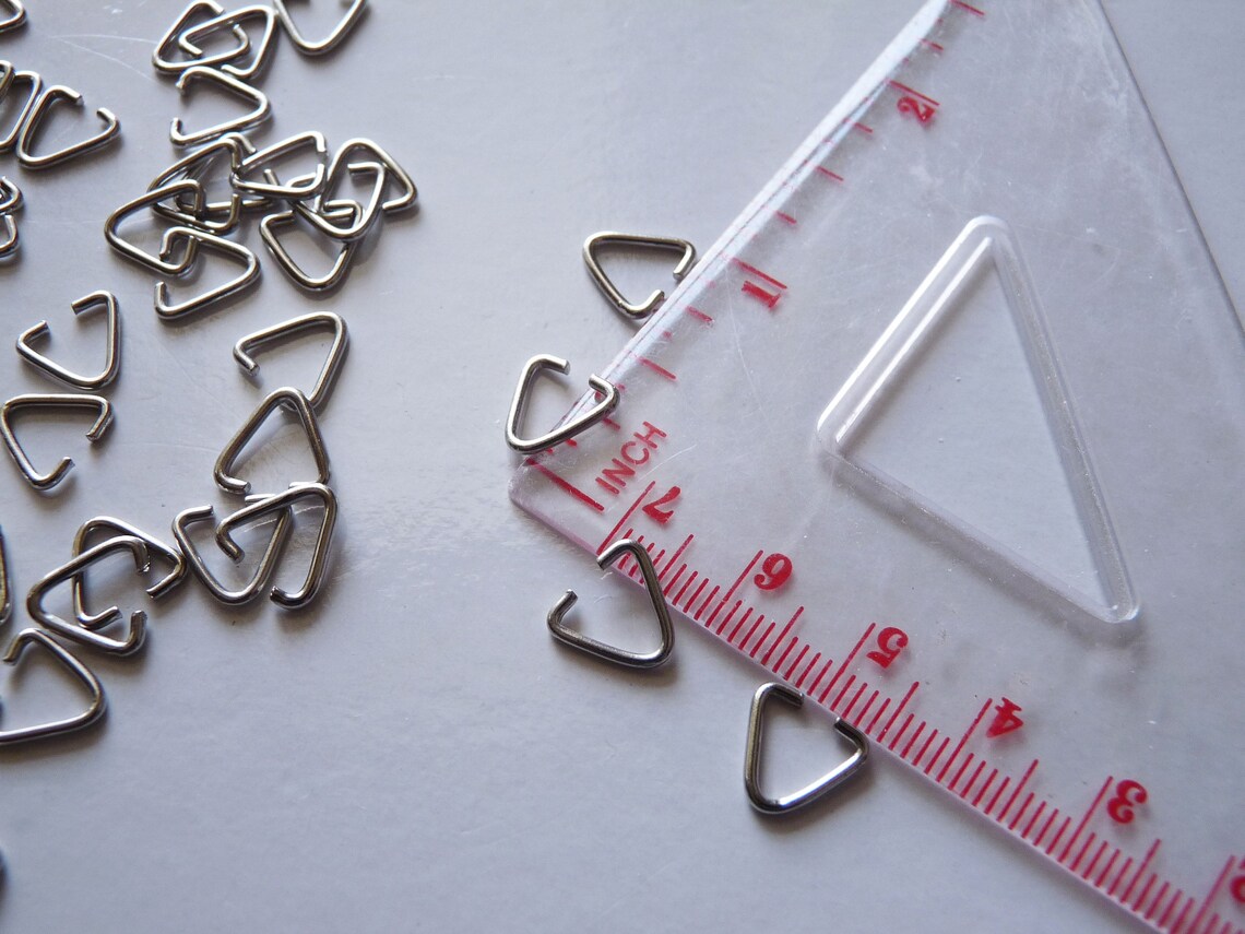 20/50x Steel Strong Triangle Pendant Bails, Triangle Jump Rings, Pinch ...