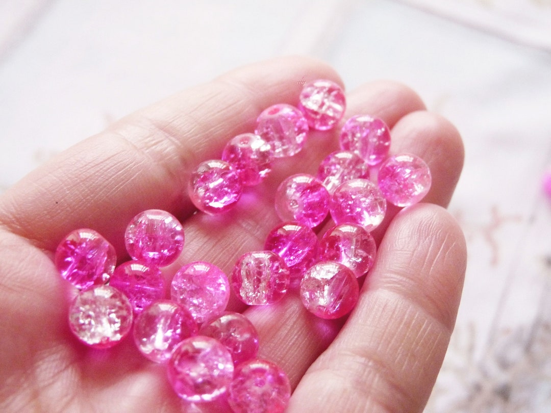 10x Pink Crackle Glass Beads, 8mm Marbles C796 - Etsy