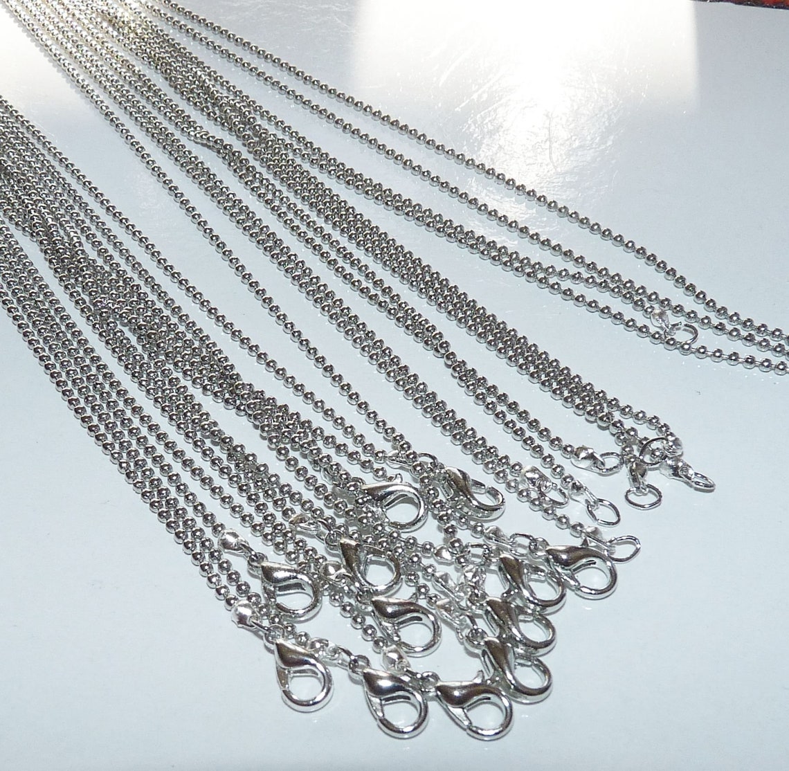 1/3x Ball Necklace Chain With Lobster Clasp Closure, 18 Inch Long 1.5mm ...