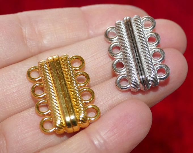 1 Piece 4 Strand Magnetic Clasps, 4 Hole Magnetic Clasps, Multi Strand ...