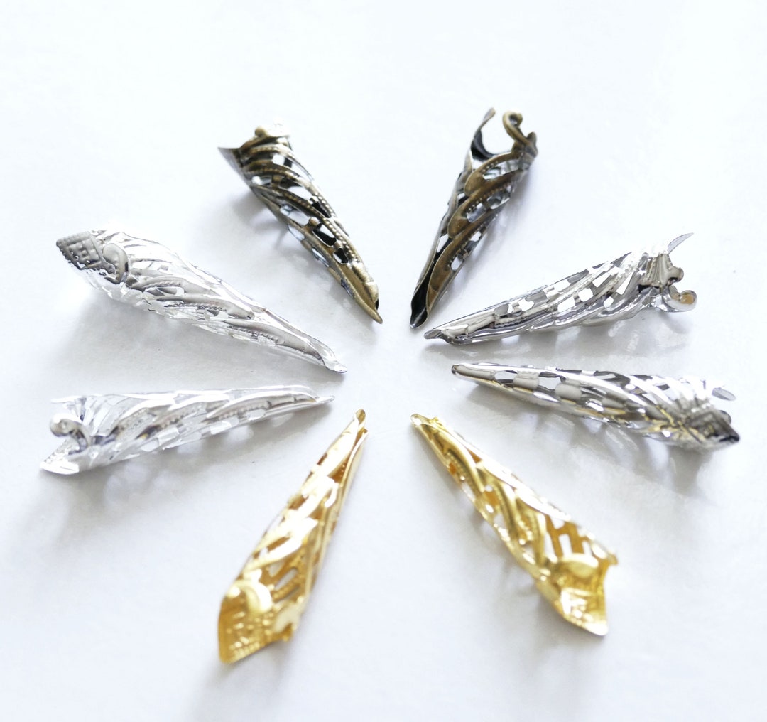 10x Filigree Cone Bead End Caps, Long Gold Plated/silver Plated/antique ...