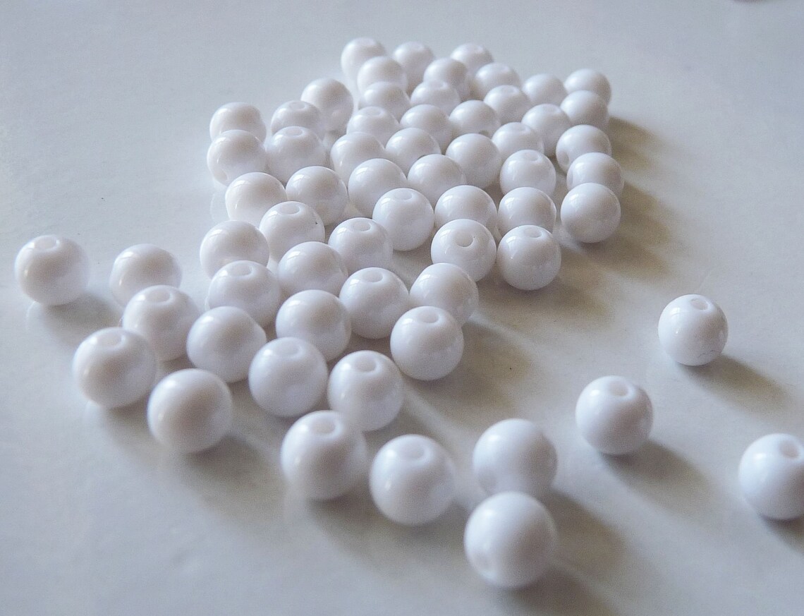 50/100x White 6mm Acrylic Round Beads Spacer Beads Beading - Etsy