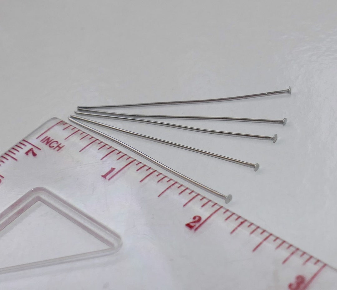 30x Stainless Steel Flat Head 50mm Pins, Silver Tone 2" Long Beading ...
