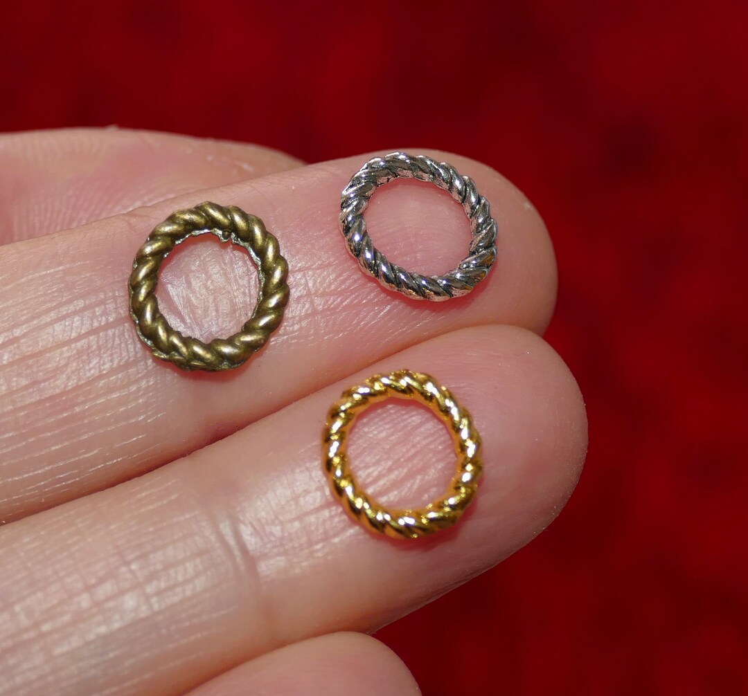 20x Closed Twisted 10mm Jump Rings, Gold/silver/bronze Tone Soldered ...