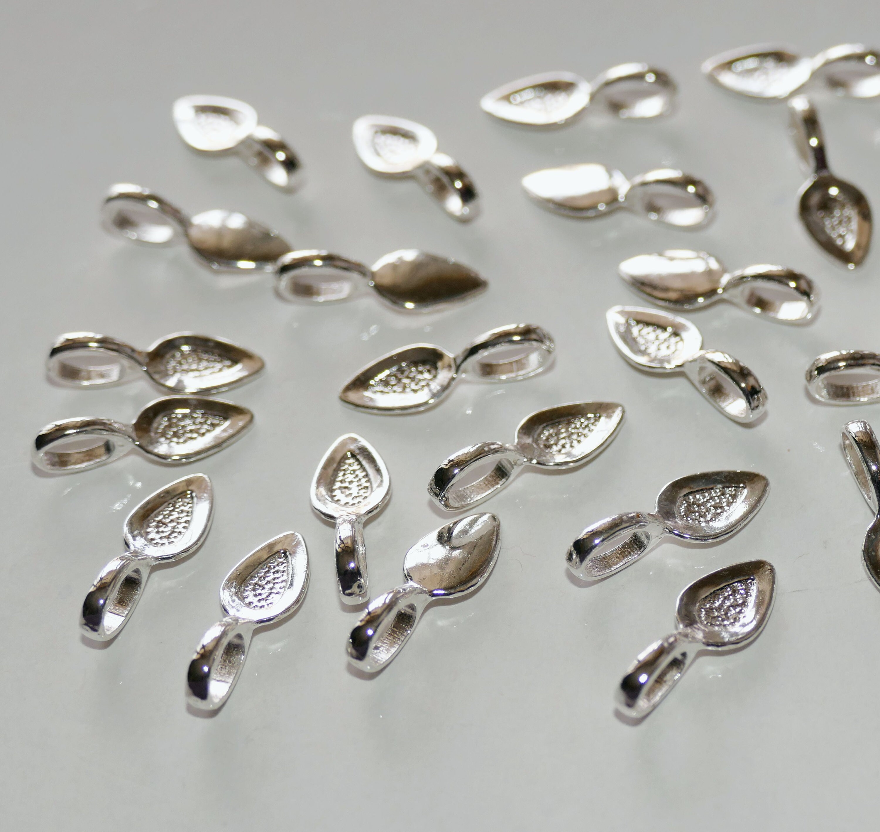 10x Spoon Glue on Bails Silver Tone Snap on Bail Beads - Etsy UK