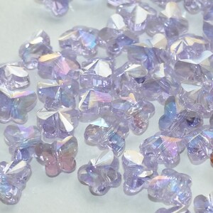 10x Butterfly Crystal Beads, Shiny Pink/green/purple/brown Glass 8mm ...