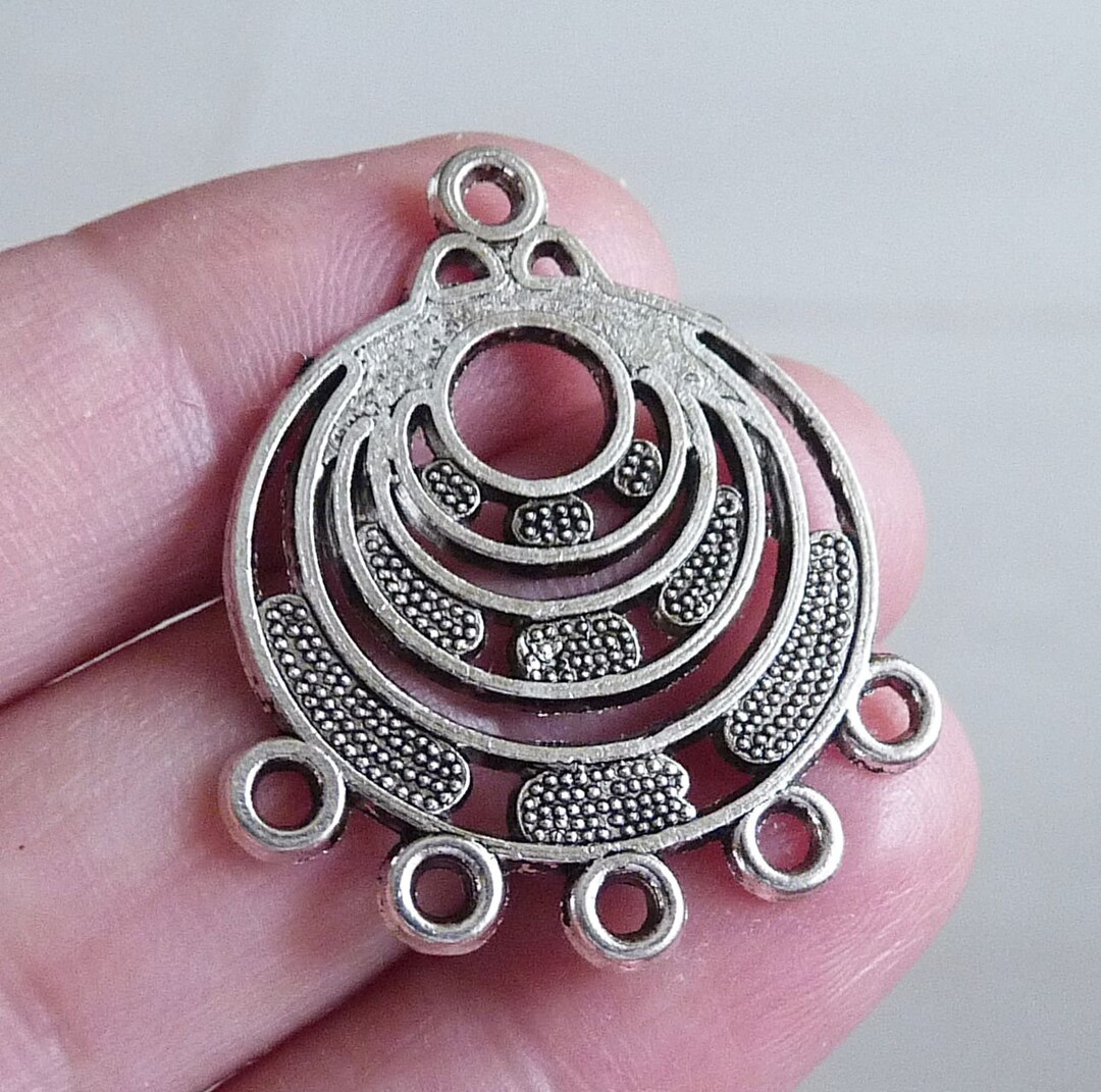 4x Circles Charm 5 Hole Connectors, Antique Silver Tone F124 - Etsy