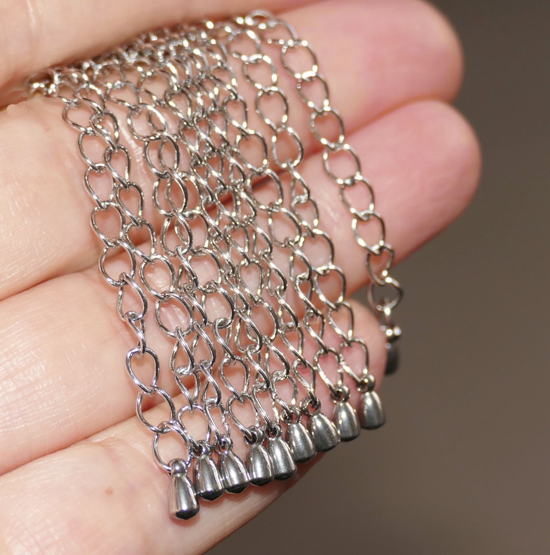 10x Stainless Steel 2 Inches Extension Chain With Drop Charm, Necklace ...