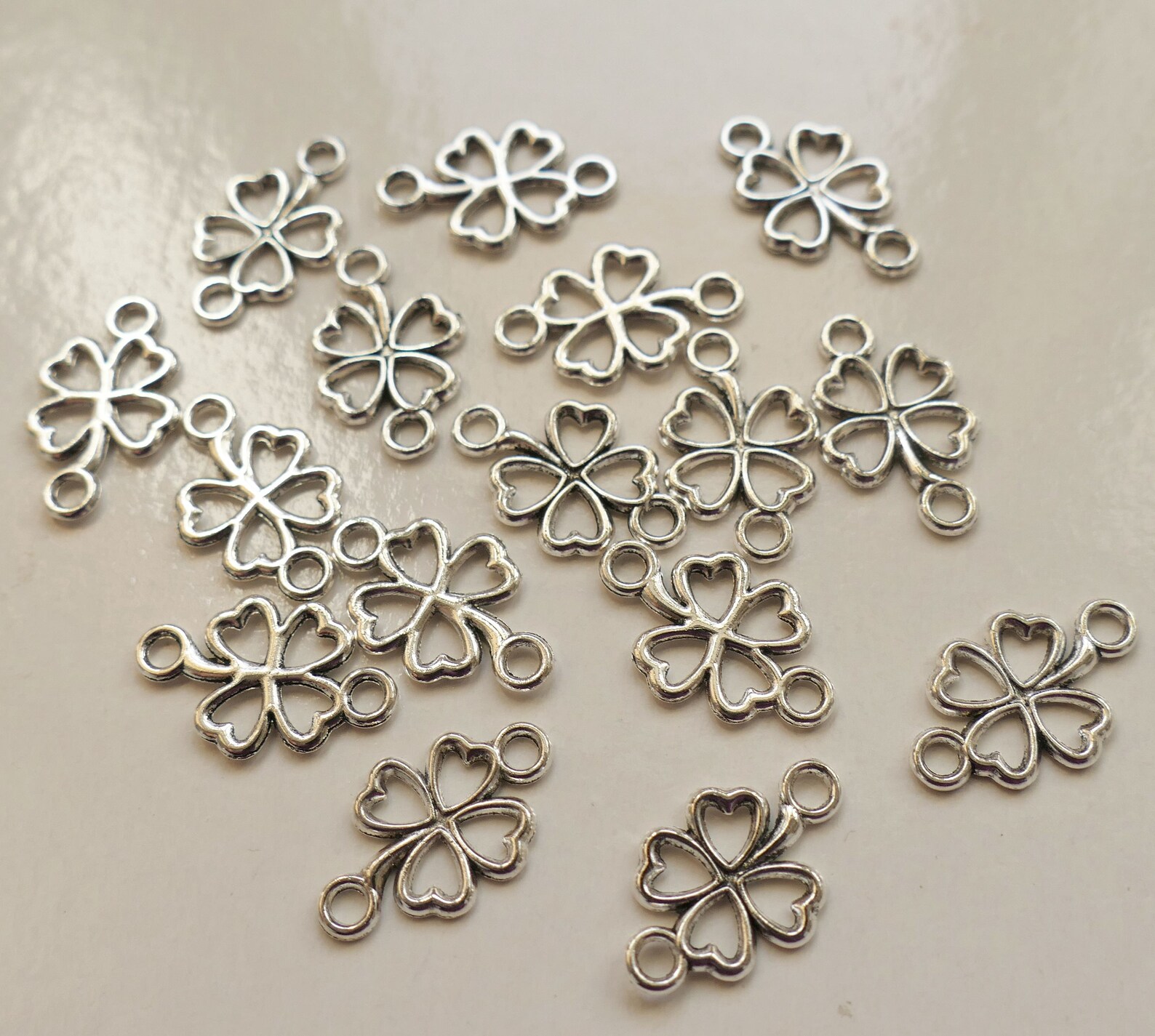 5/10x Four Leaf Clover 2 Hole Connector Charms for - Etsy