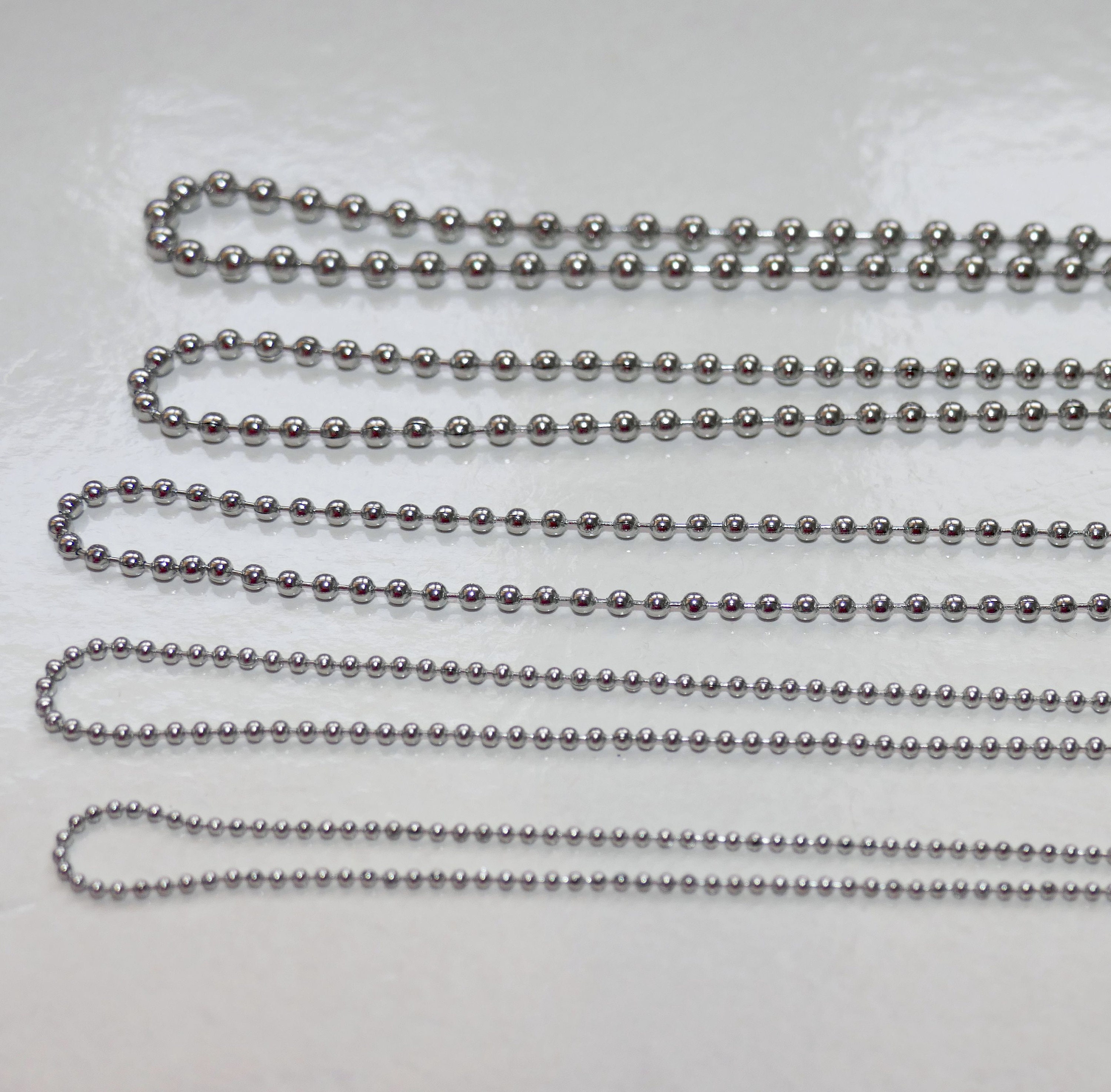 1 Yard Stainless Steel Ball Bead Unfinished Chain, 3 Feet Silver Tone ...