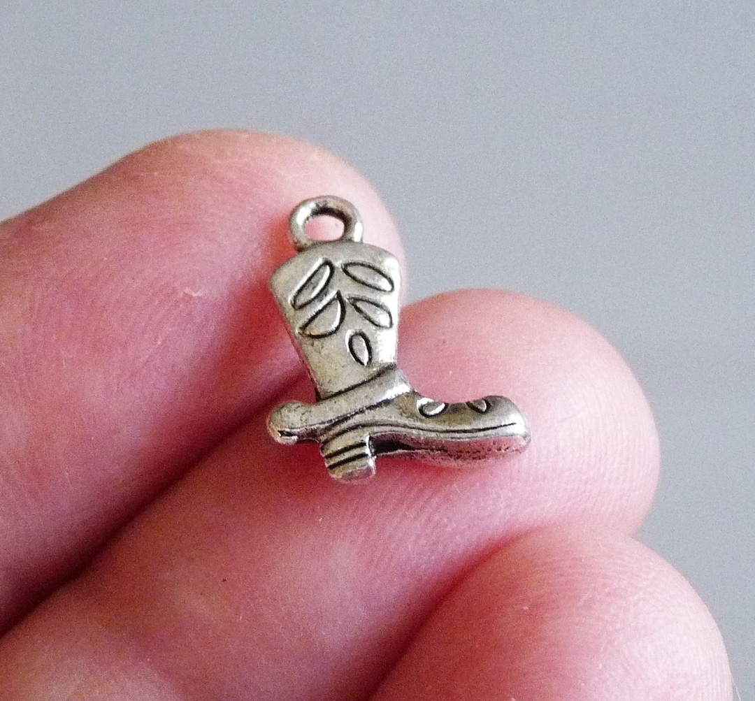 4/8x Cowboy Boot Charms, Antique Silver Tone 2 Sided Pendants - Etsy