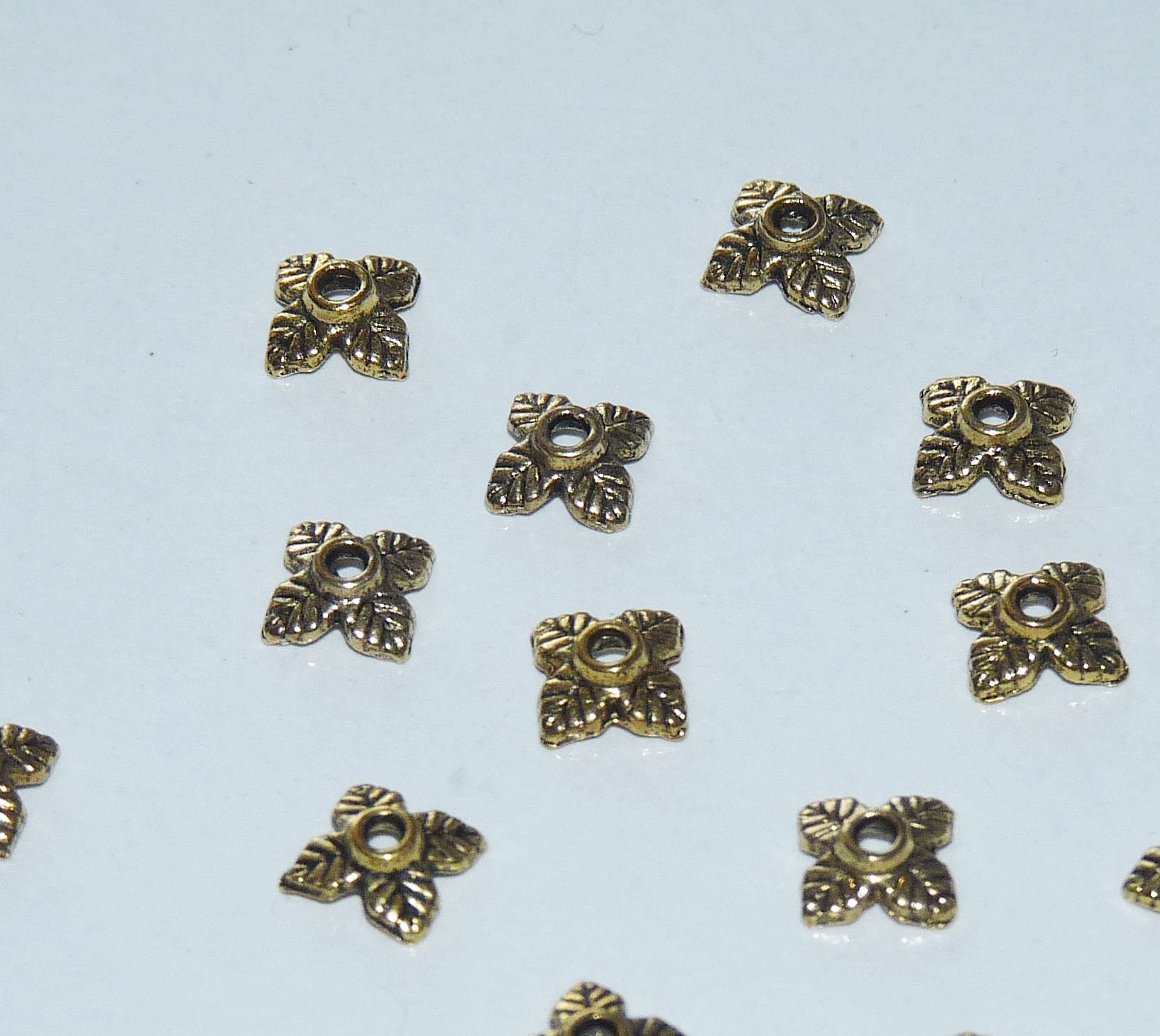 20/50x Flower Bead End Tip Caps Gold tone 6mm Leaf Bead End | Etsy