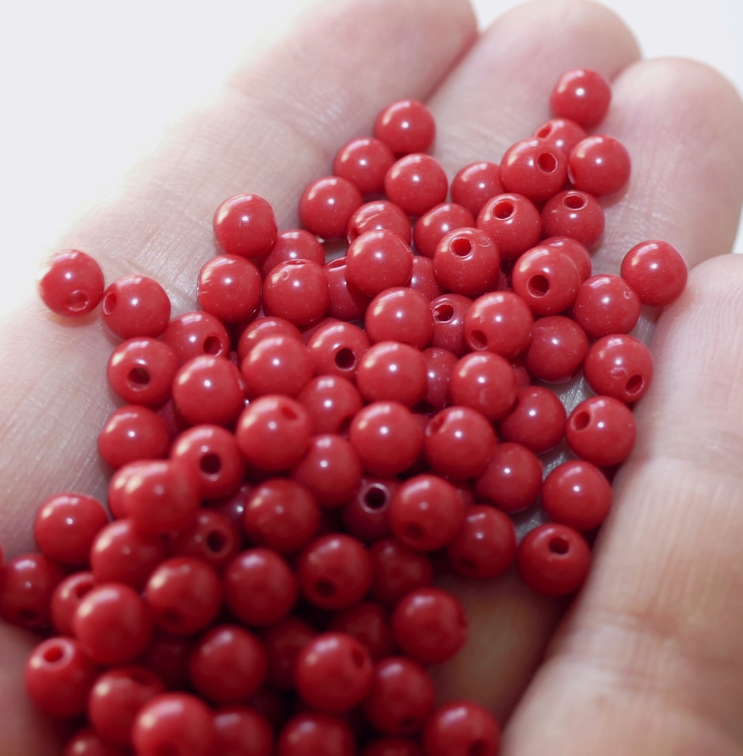 100x Red Beads 5mm Acrylic Beads Round Beads Red Spacer - Etsy
