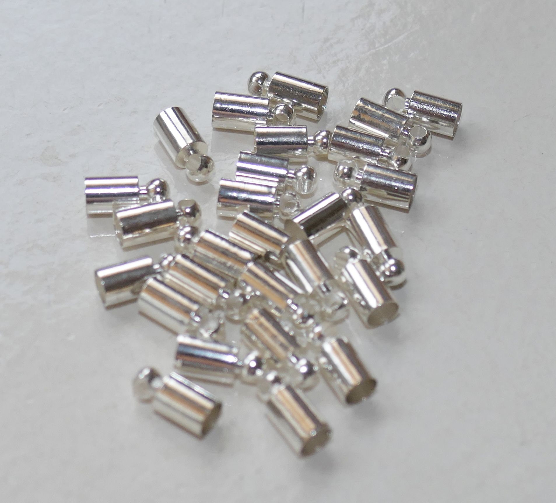 10x Round Leather Cord End Caps Bead Stoppers, Gold/silver 3mm Cord Tip ...