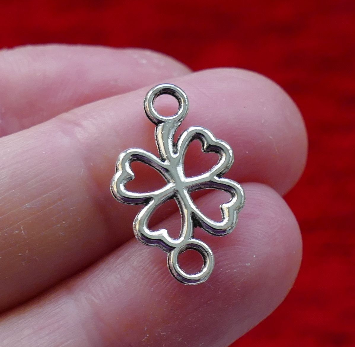 5/10x Four Leaf Clover 2 Hole Connector Charms for | Etsy