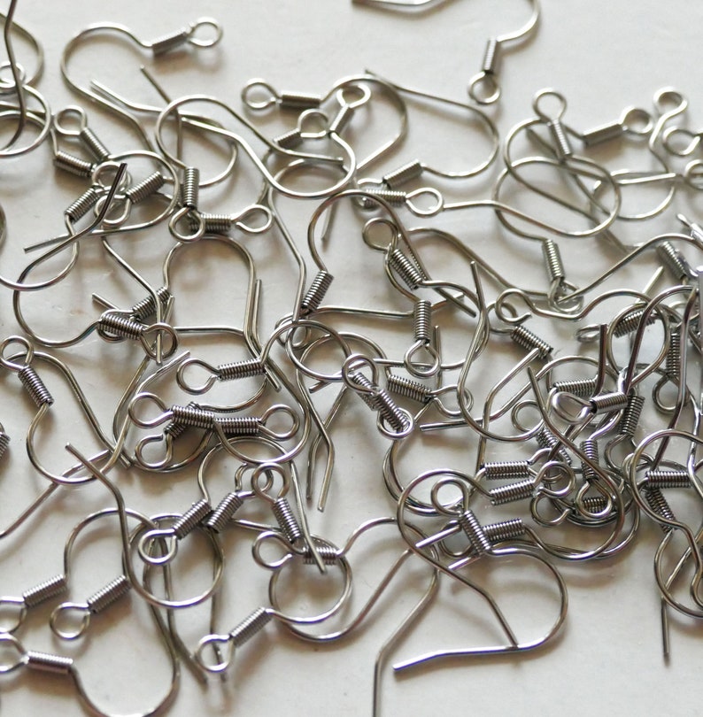 20/50x Stainless Steel Coil Earring Hooks Silver Tone - Etsy