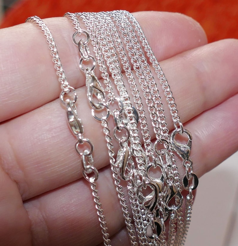 18 Inch 925 Silver Plated Curb Link Necklace Chain 1.8mm - Etsy
