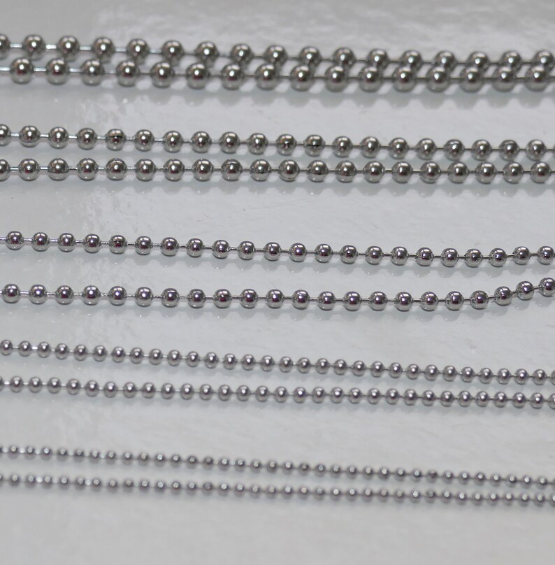 1 Yard Stainless Steel Ball Bead Unfinished Chain, 3 Feet Silver Tone ...