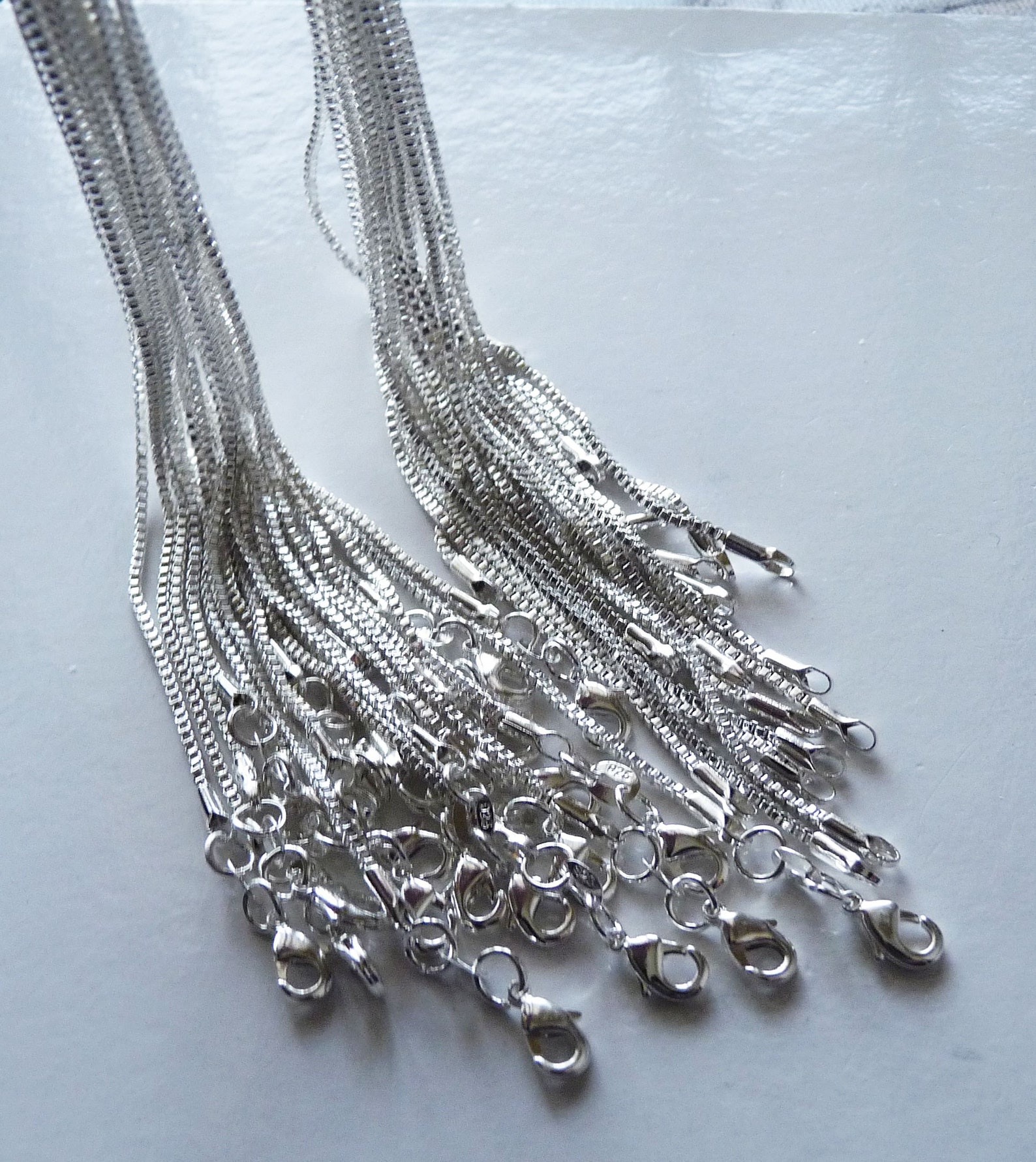 1/3x 925 Silver Plated 1.5mm Fine Box Chain Necklace 24 - Etsy