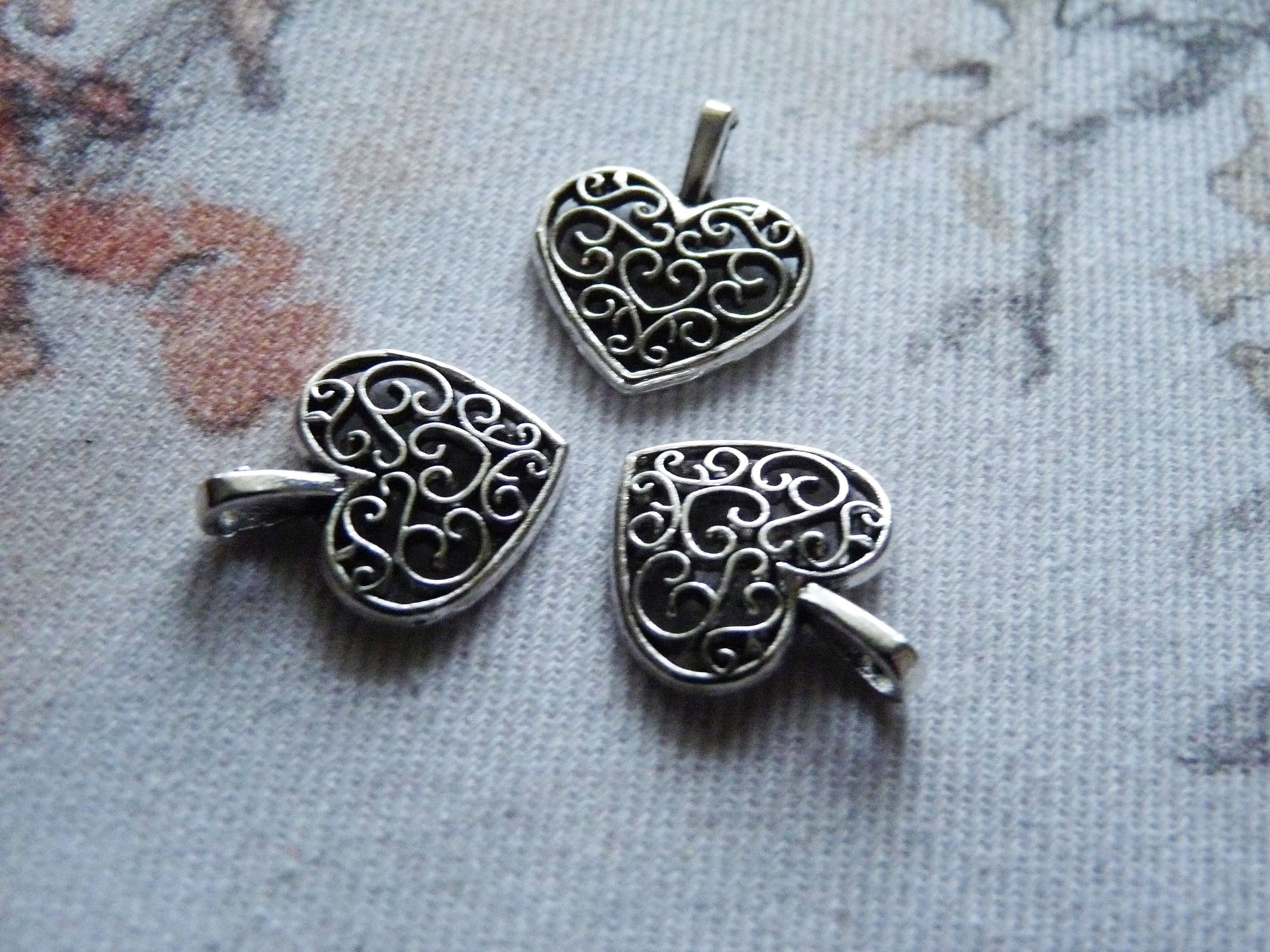 5/10x Heart Filigree Love Charms Antique Silver Tone - Etsy
