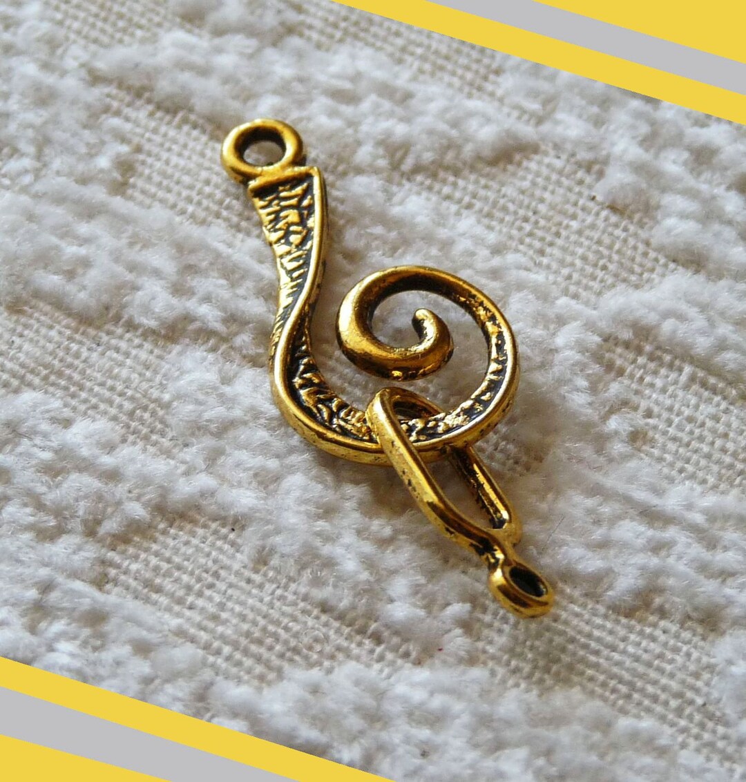 1/4x Spiral Toggle Clasp, Jewelry Fastener, Antiqued Gold Tone - Etsy
