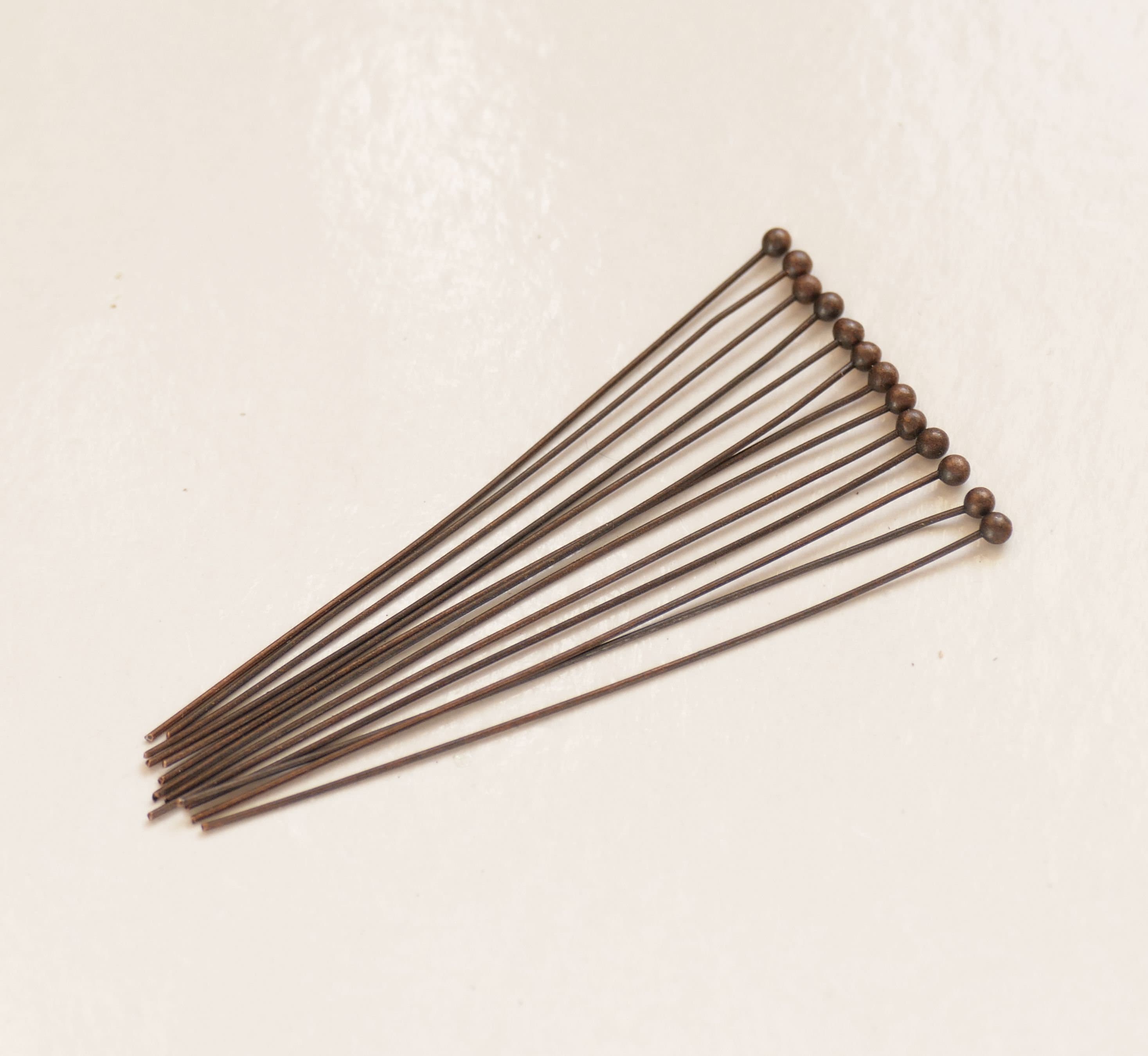 20/50x Copper 2 Long Ball Head Pins Antique Copper Tone - Etsy