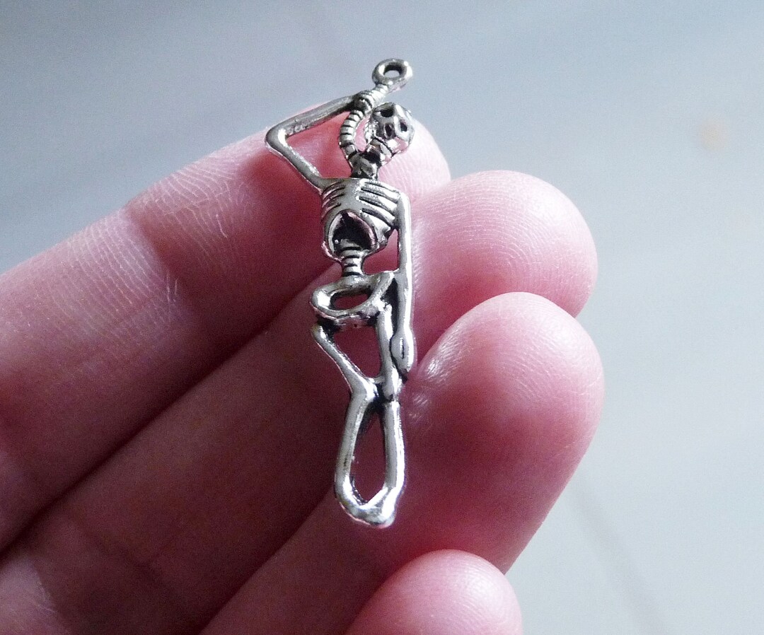 2x Skeleton Zombie Charms, Antique Silver Tone C202 - Etsy