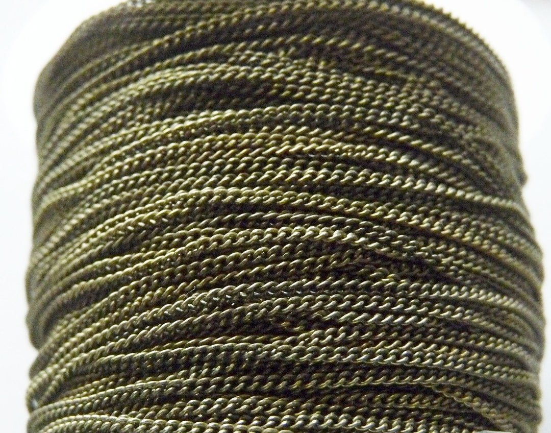 5 Yard Bronze Chain, Antique Brass Curb Chain, 1.5mm Link Chain, Closed ...