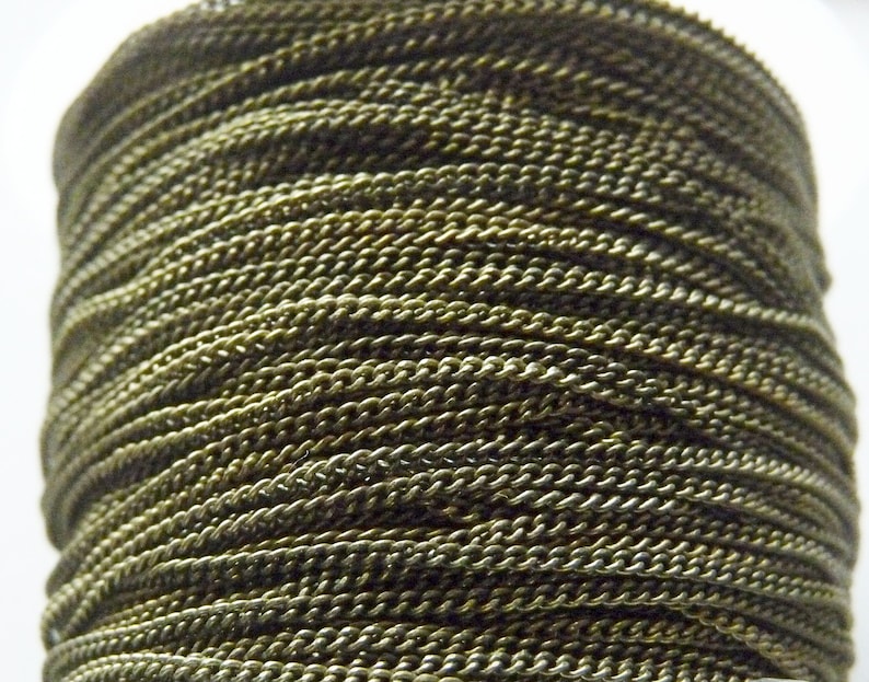 5 Yard Bronze Chain, Antique Brass Curb Chain, 1.5mm Link Chain, Closed ...