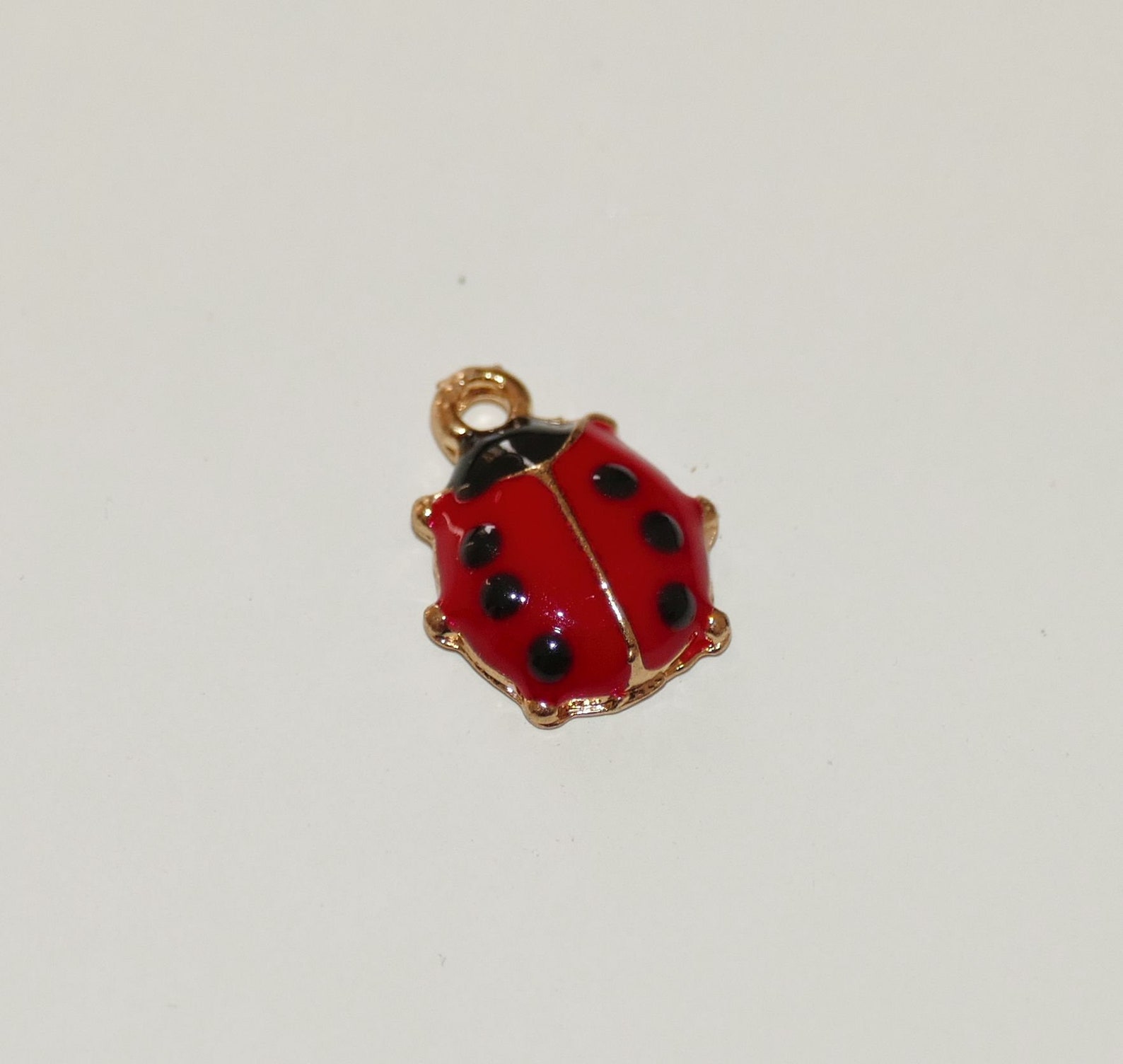 4x Ladybug Enamel Small Charms for Bracelet, Gold Tone Retro Ladybird ...