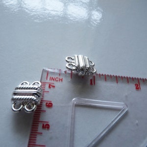 2x Silver Tone 2 Strand Magnetic Clasps, Two Row Magnetic Closure for ...