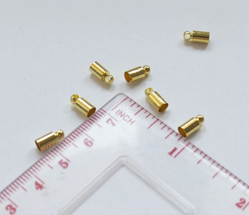 10x Round Leather Cord End Caps Bead Stoppers, Gold/silver 3mm Cord Tip ...