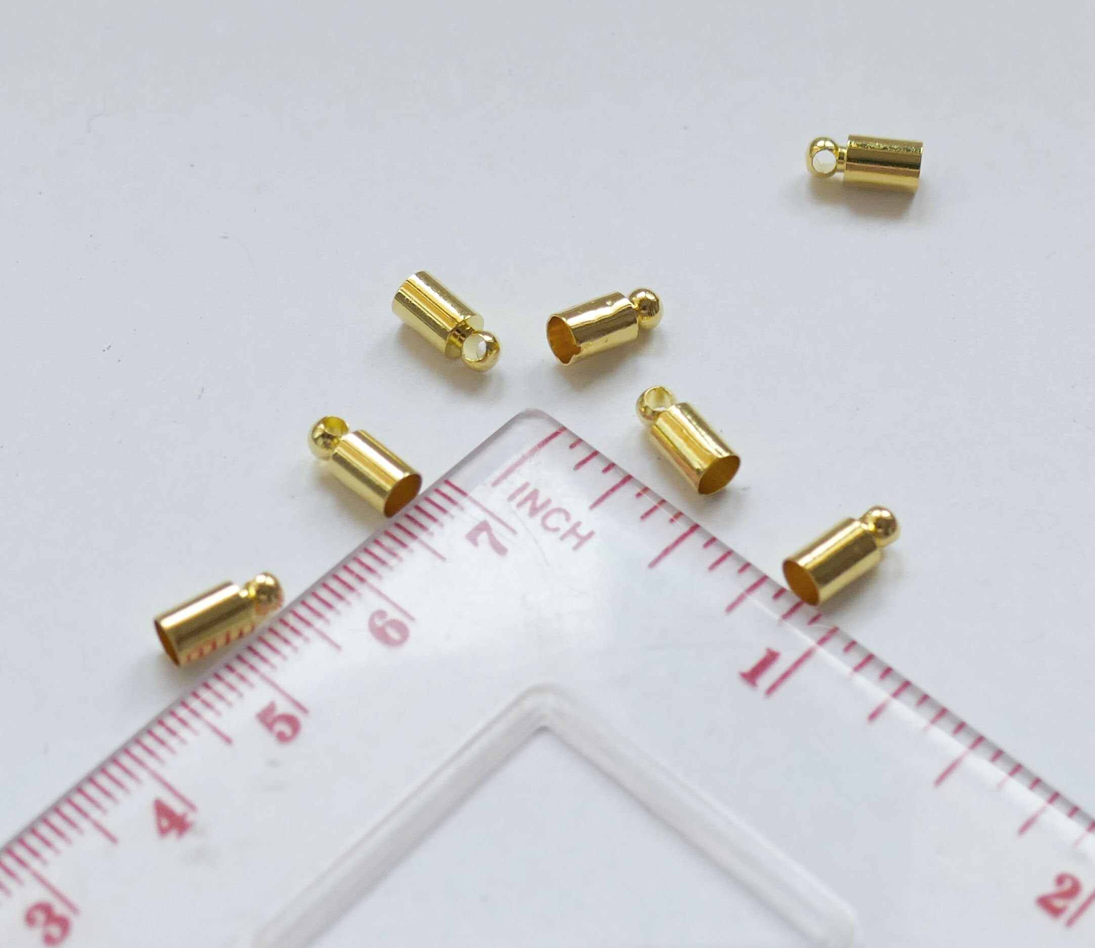 10x Round Leather Cord End Caps Bead Stoppers, Gold/silver 3mm Cord Tip ...