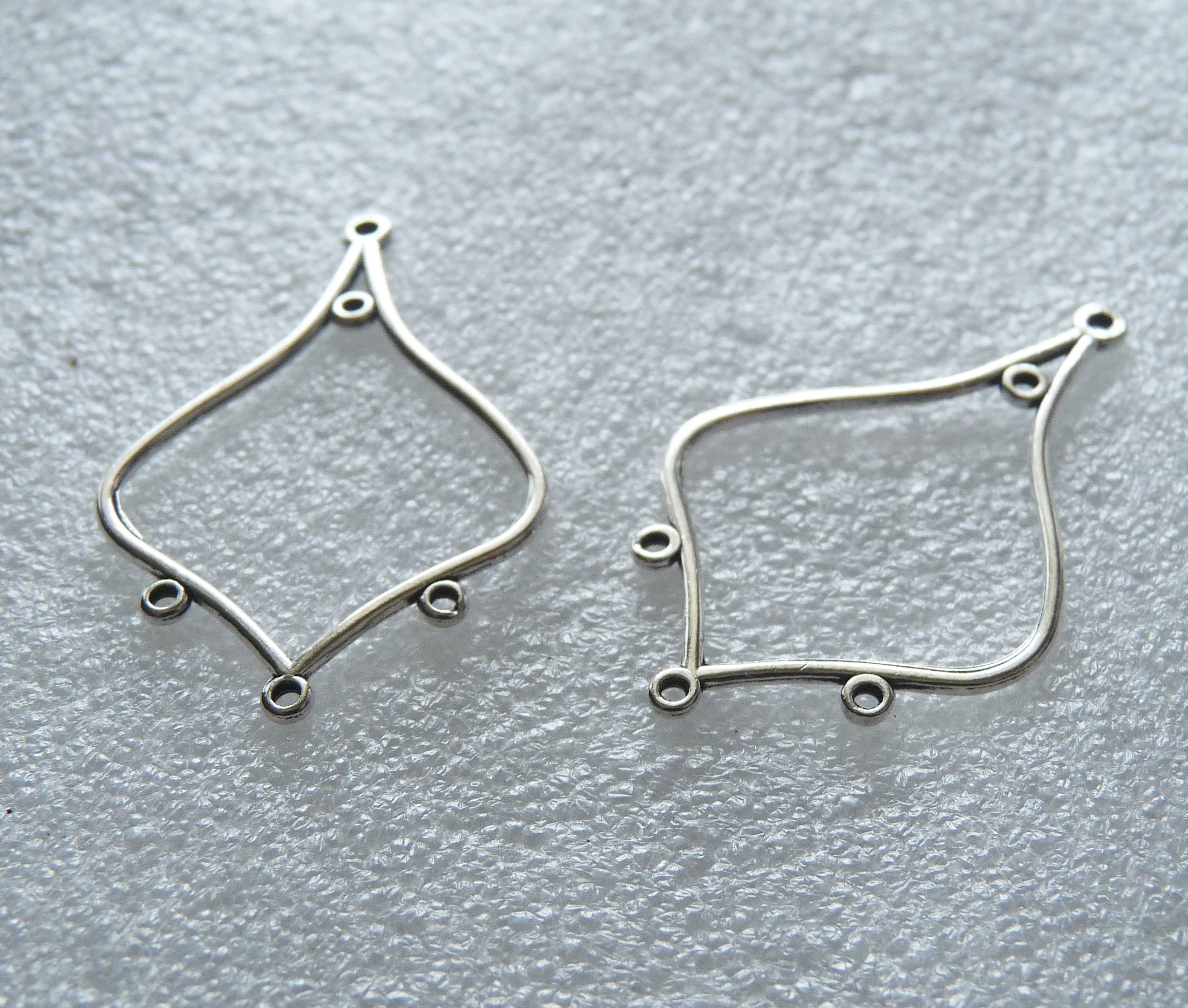 2x Silver Earring Connectors, Silver Color 3+1 Hole Chandelier Earring ...