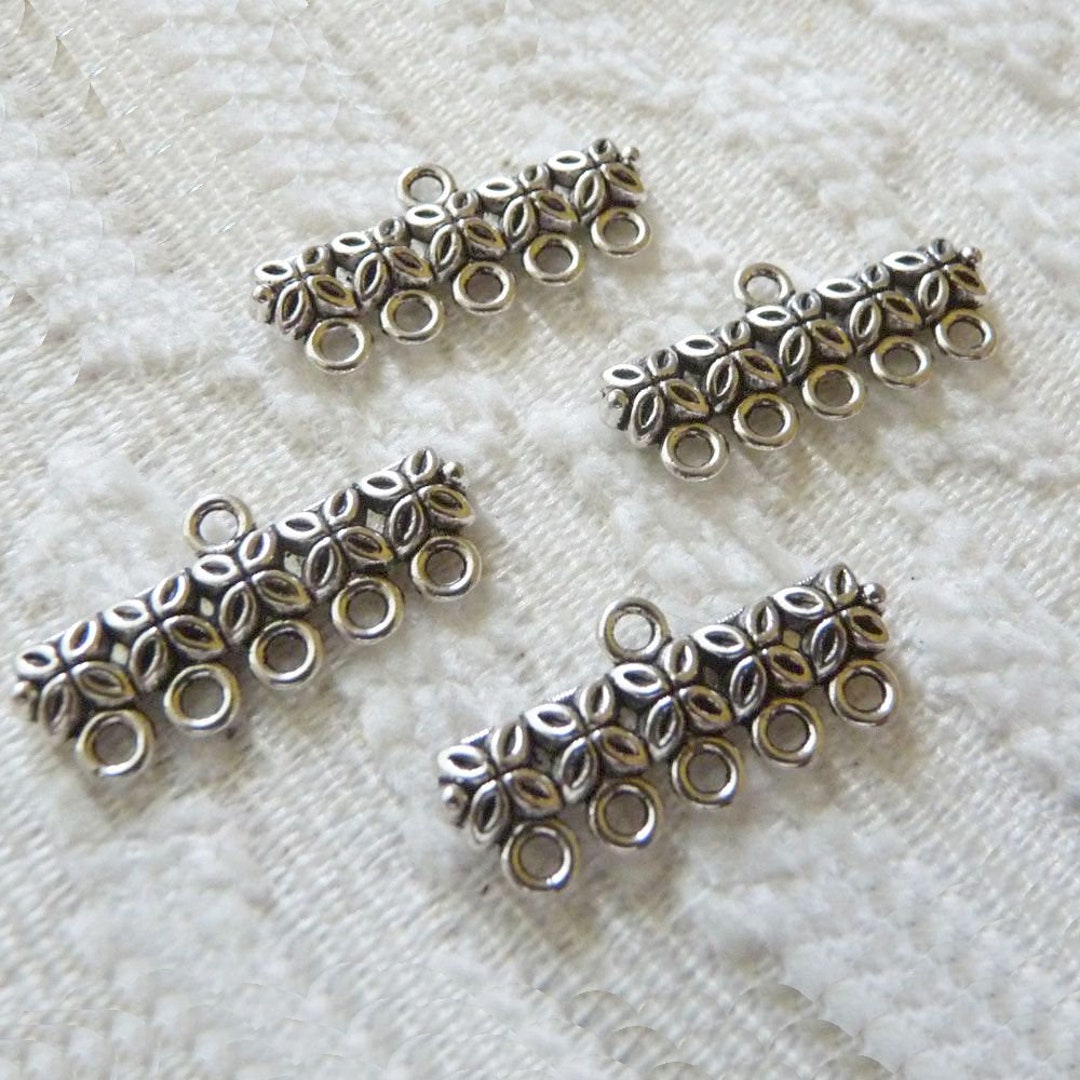 4x Floral 5 Strand Connectors, Earring/bracelet/necklace Connectors ...