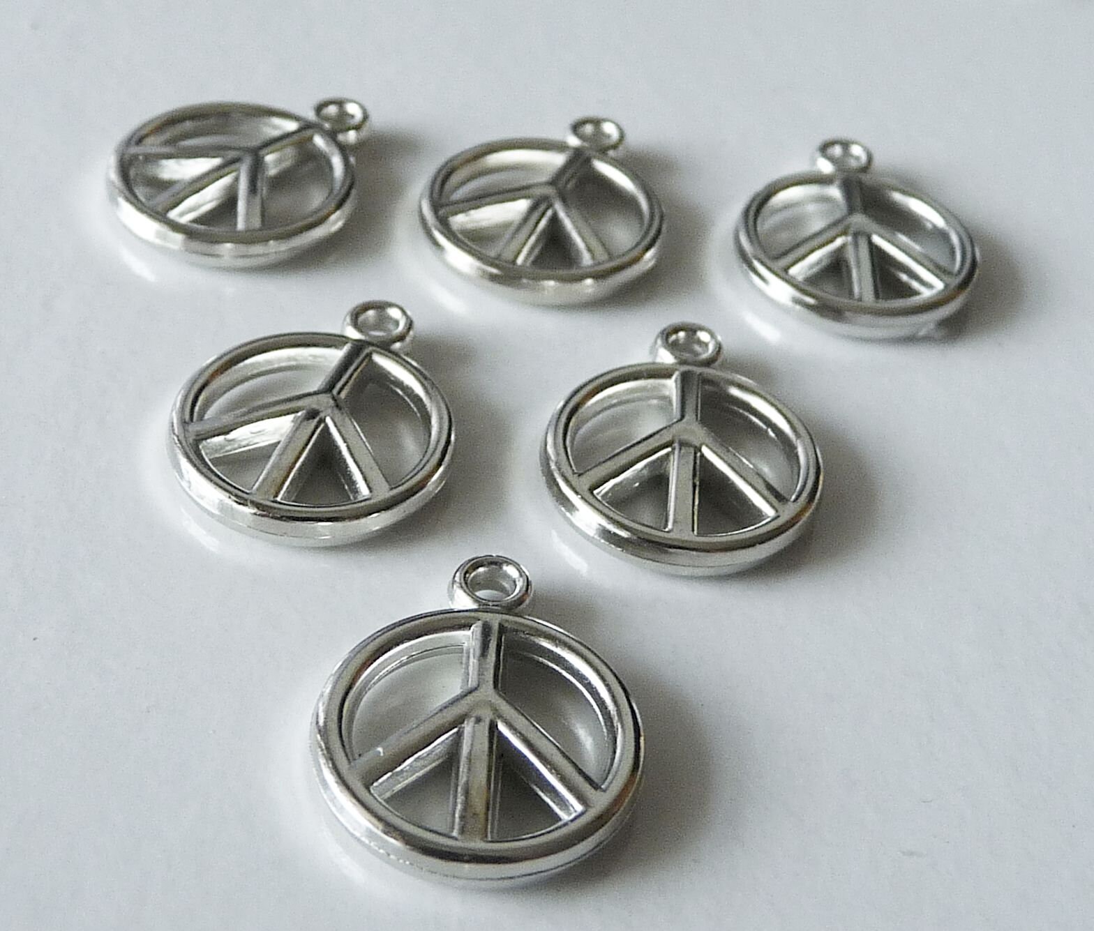 5/10x Peace Charms, CCB Plastic Peace Sign Charms for Bracelet, Silver ...
