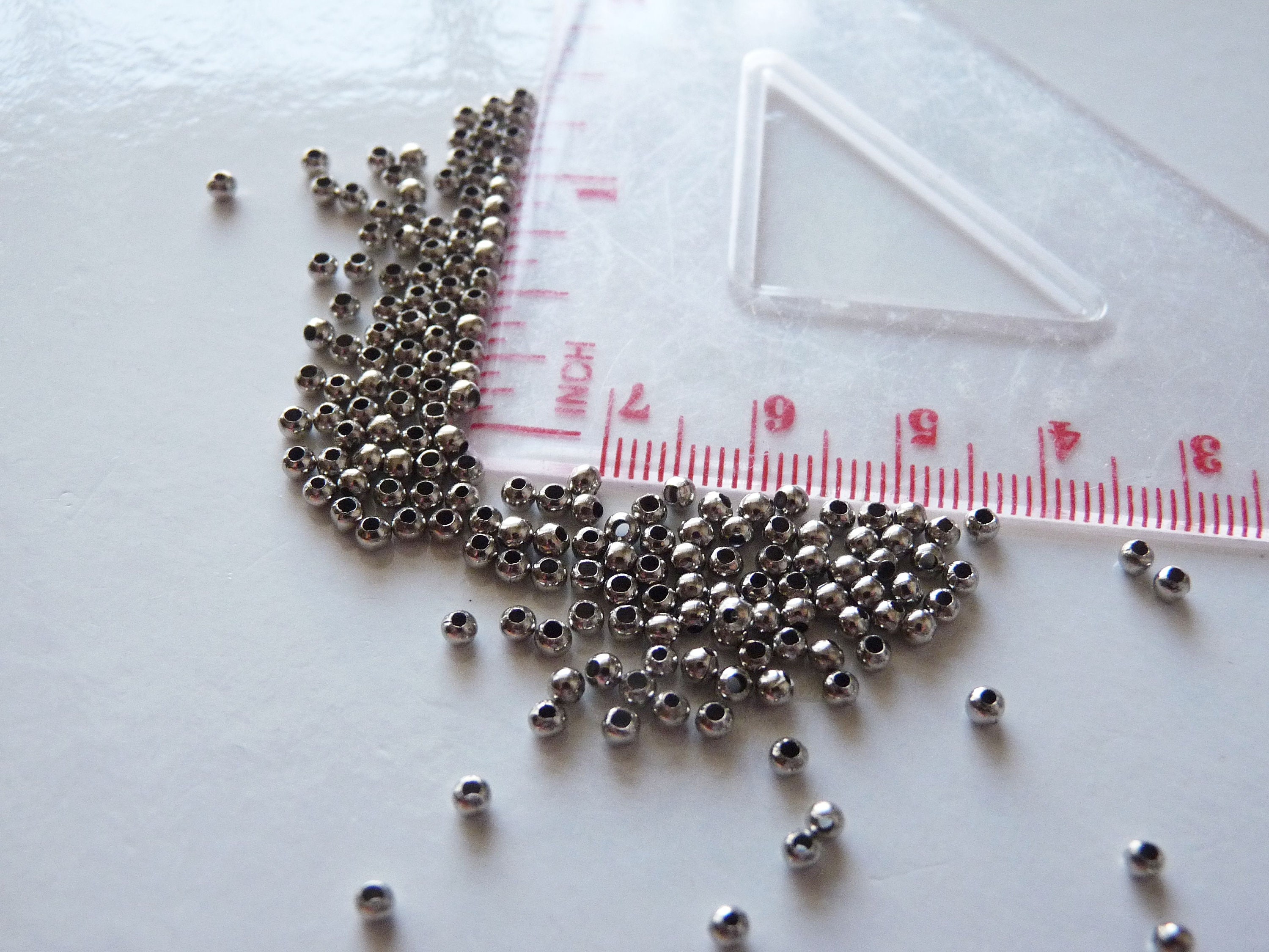 200 Metal Pearl Beads 2.5mm Spacer Beads, 2.5mm Dark Silver Beads ...