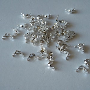 20/50/100x Calottes End Knot Cover Crimp Beads, Silver Color Clamshell ...