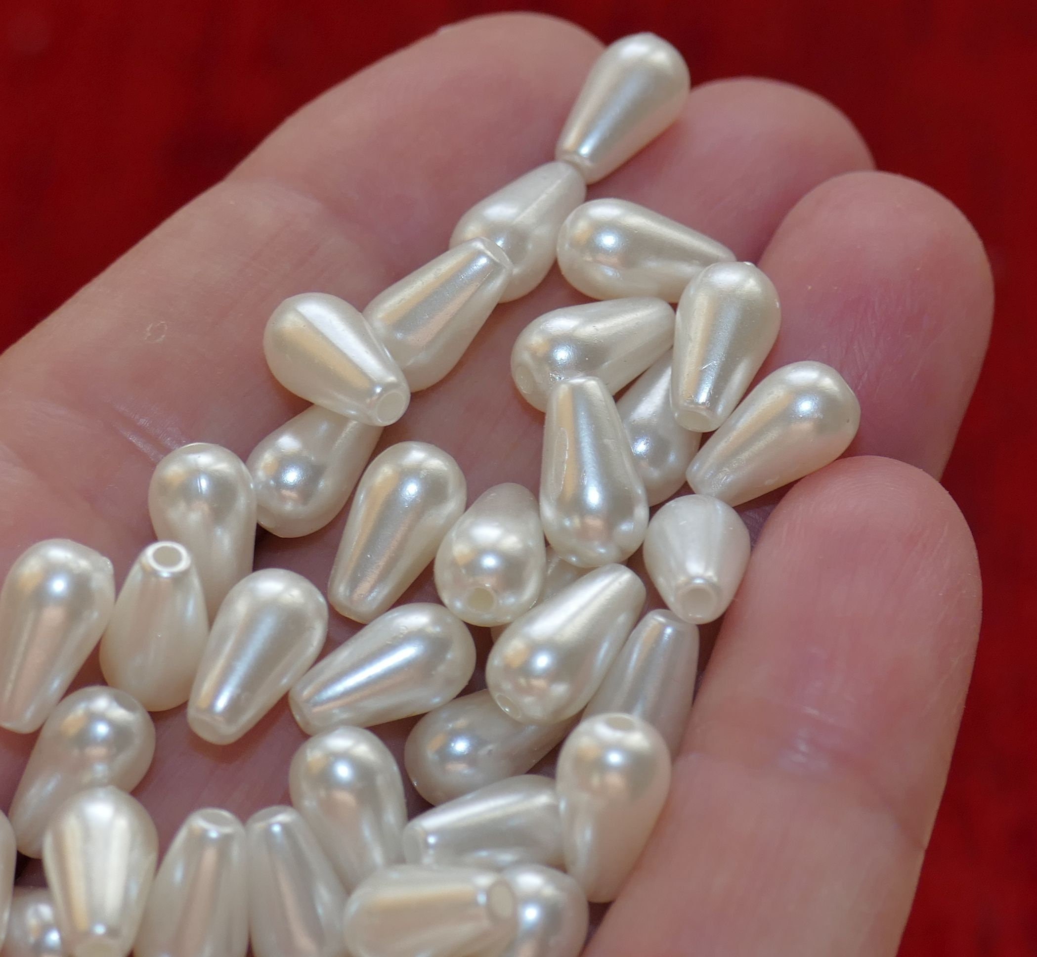 20/50x off White Acrylic Teardrop 10mm Oval Beads, Cream Color Spacer ...