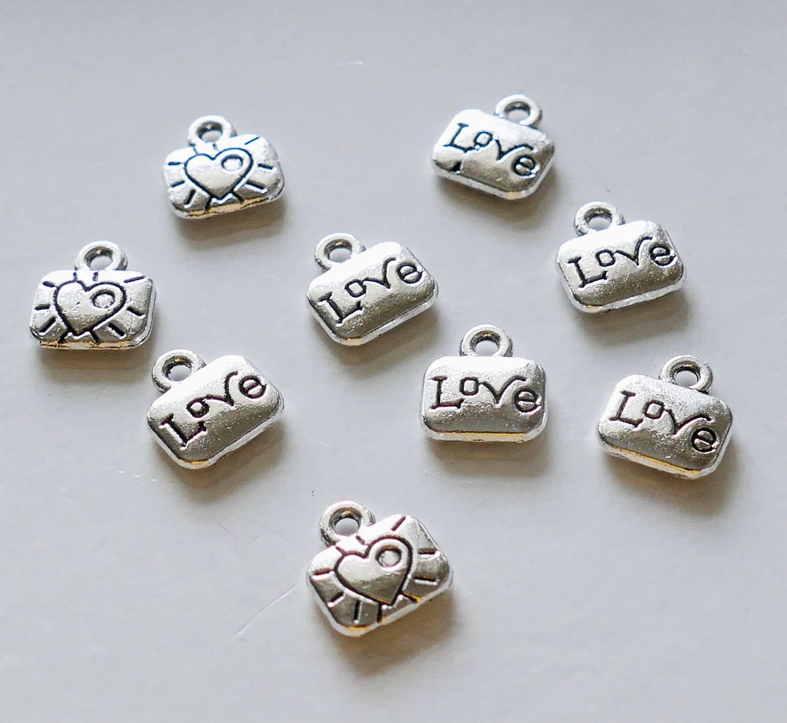 30x Love Heart Bulk Charms 2 Sided Antique Silver Tone Love - Etsy