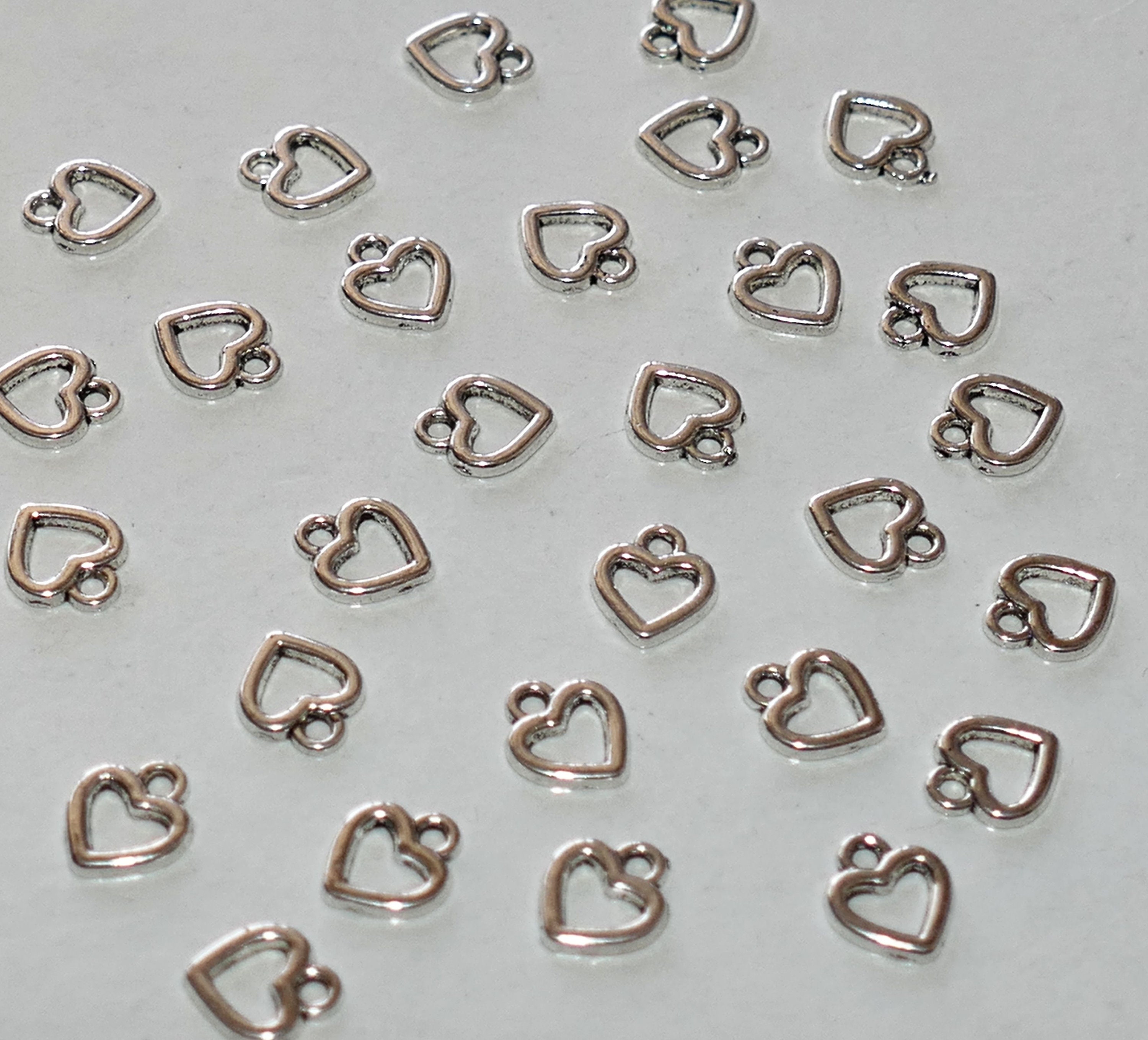 50x Tiny Heart Love Bulk Charms Free Shipping Antique Silver | Etsy