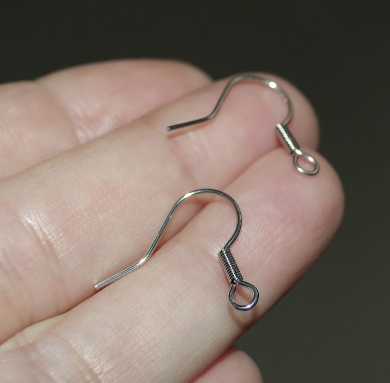 20/50x Stainless Steel Coil Earring Hooks Silver Tone - Etsy