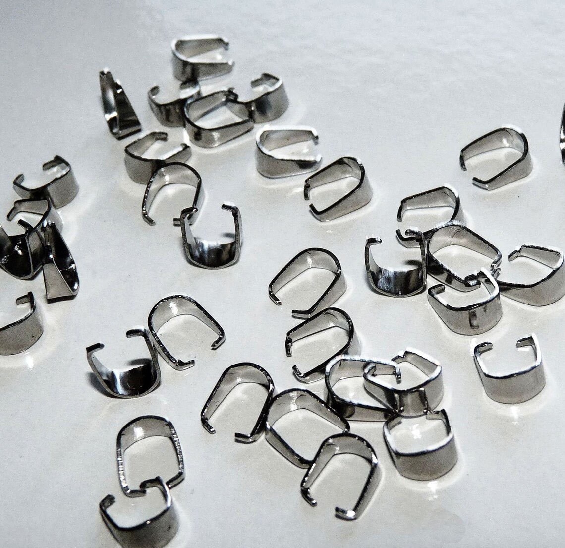 10x Black Stainless Steel Pinch Clip Snap on Bails, Gunmetal Black 7mm ...