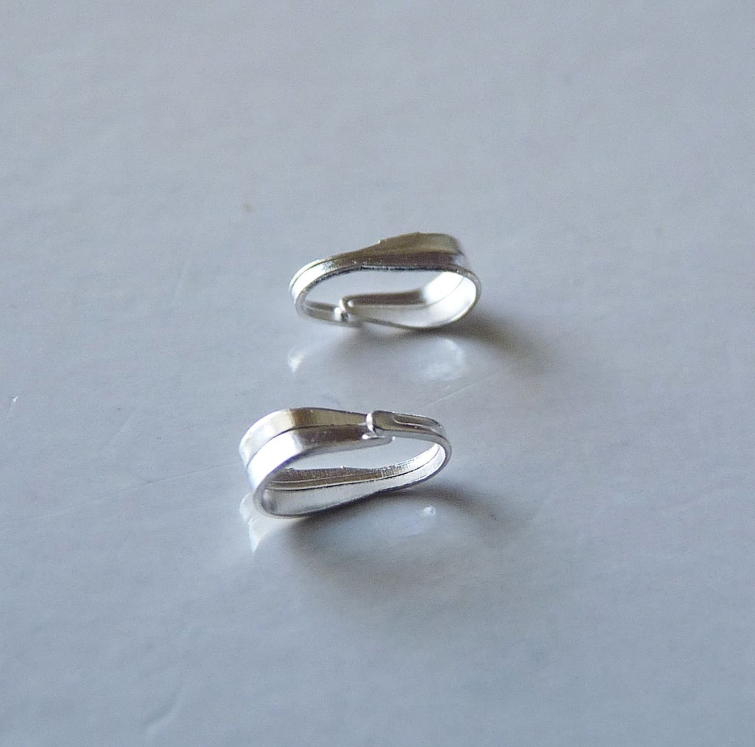 20/50x Silver Color Bail Connectors, Charm Clips, 7mm Pinch Sliders ...