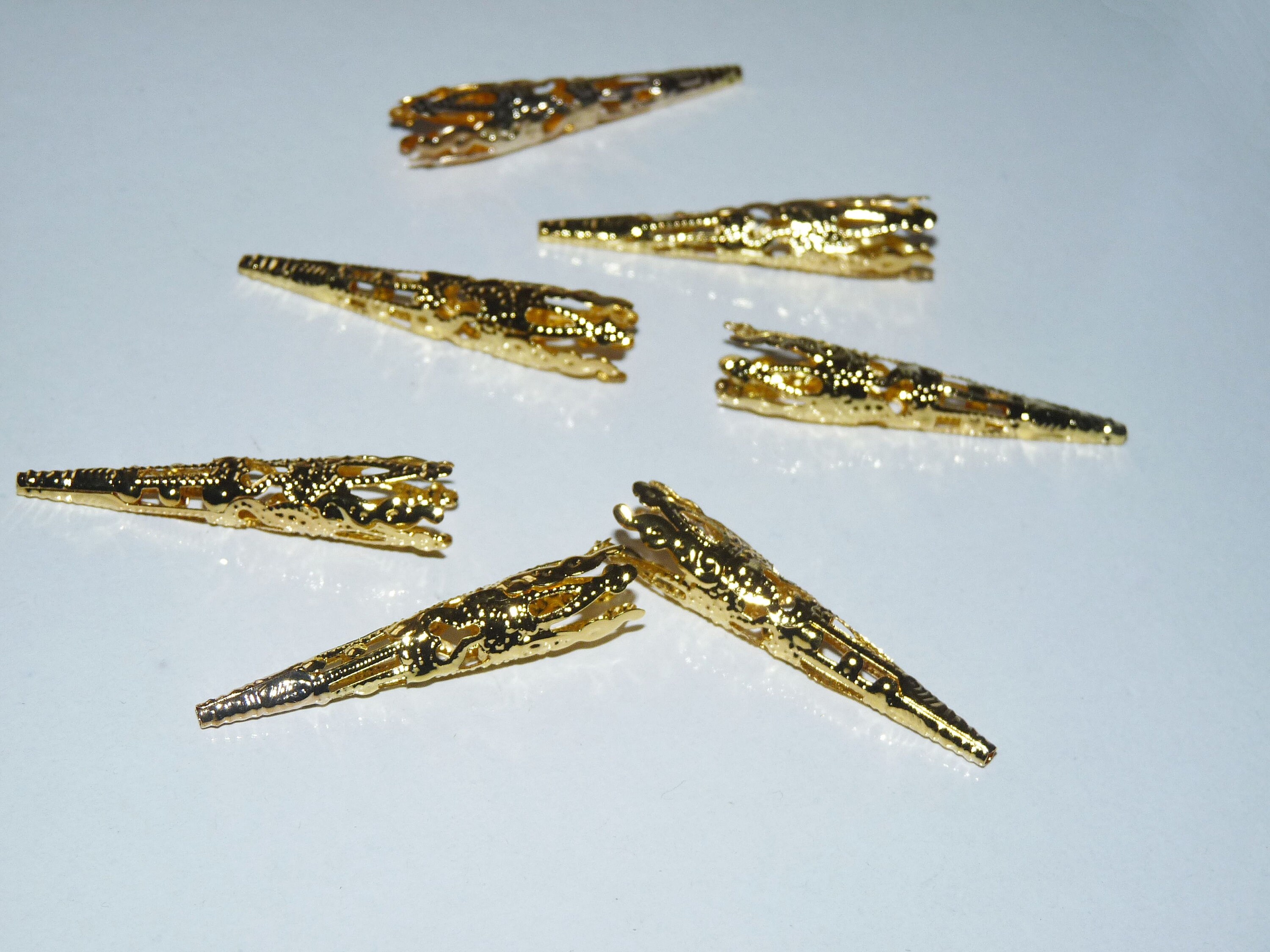 10x Long Tassel End Cone Bead Caps 5 Colors, Filigree Gold/silver ...
