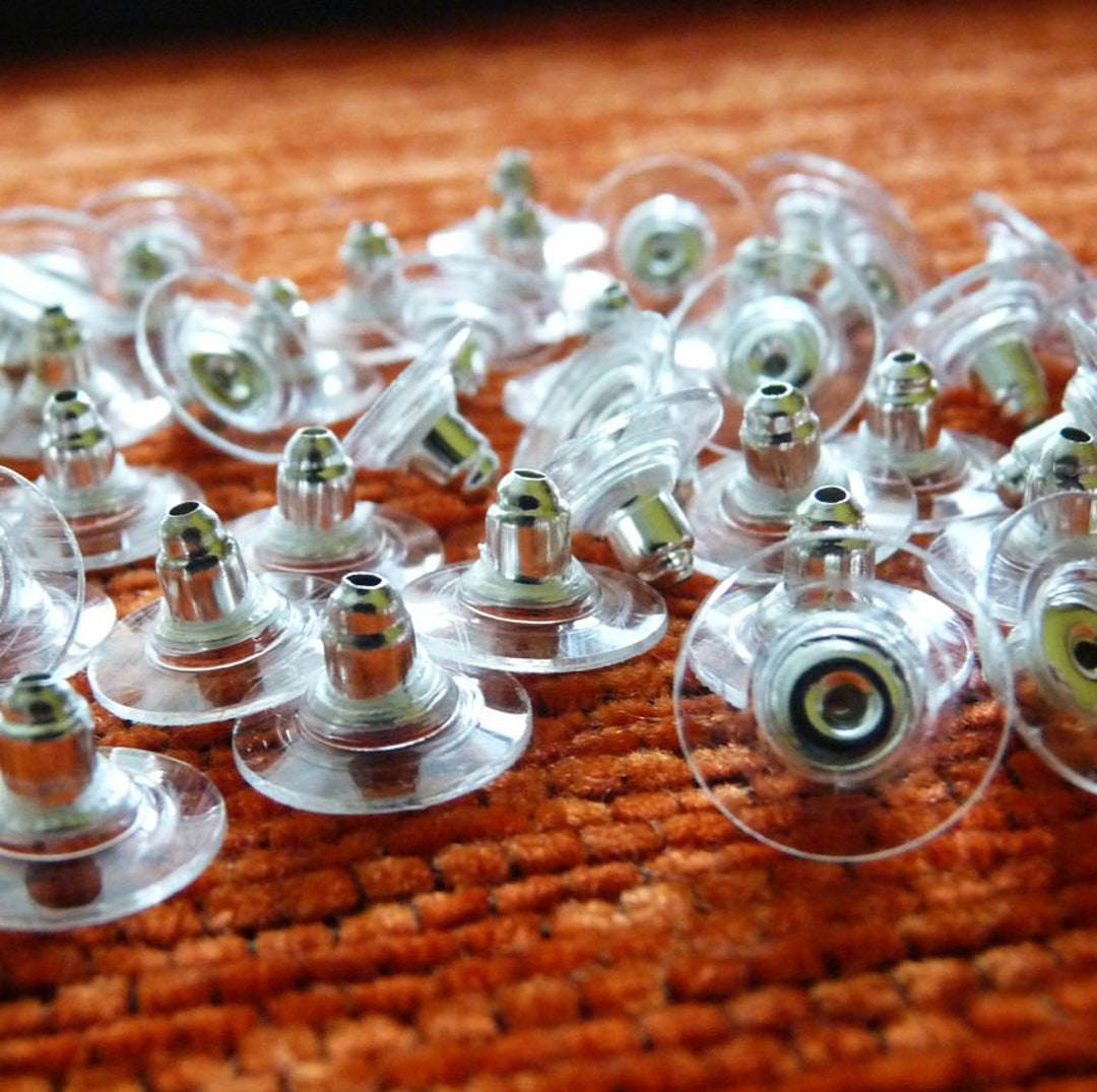 10/20/50x Silver Tone Earring Backs With Pads, Earring Stopper With ...
