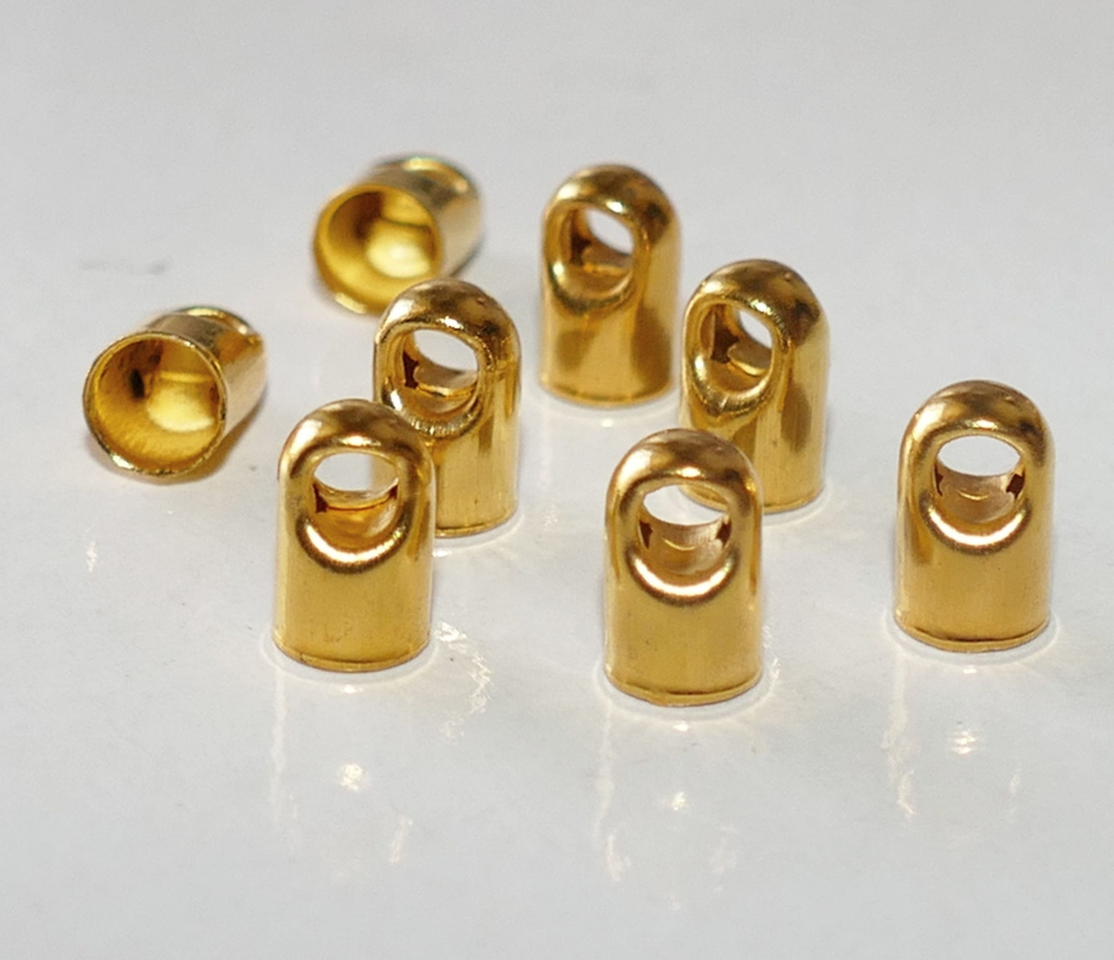 20/50x Round Leather Cord/chain End Caps, Fit 4mm Gold Tone Bead ...