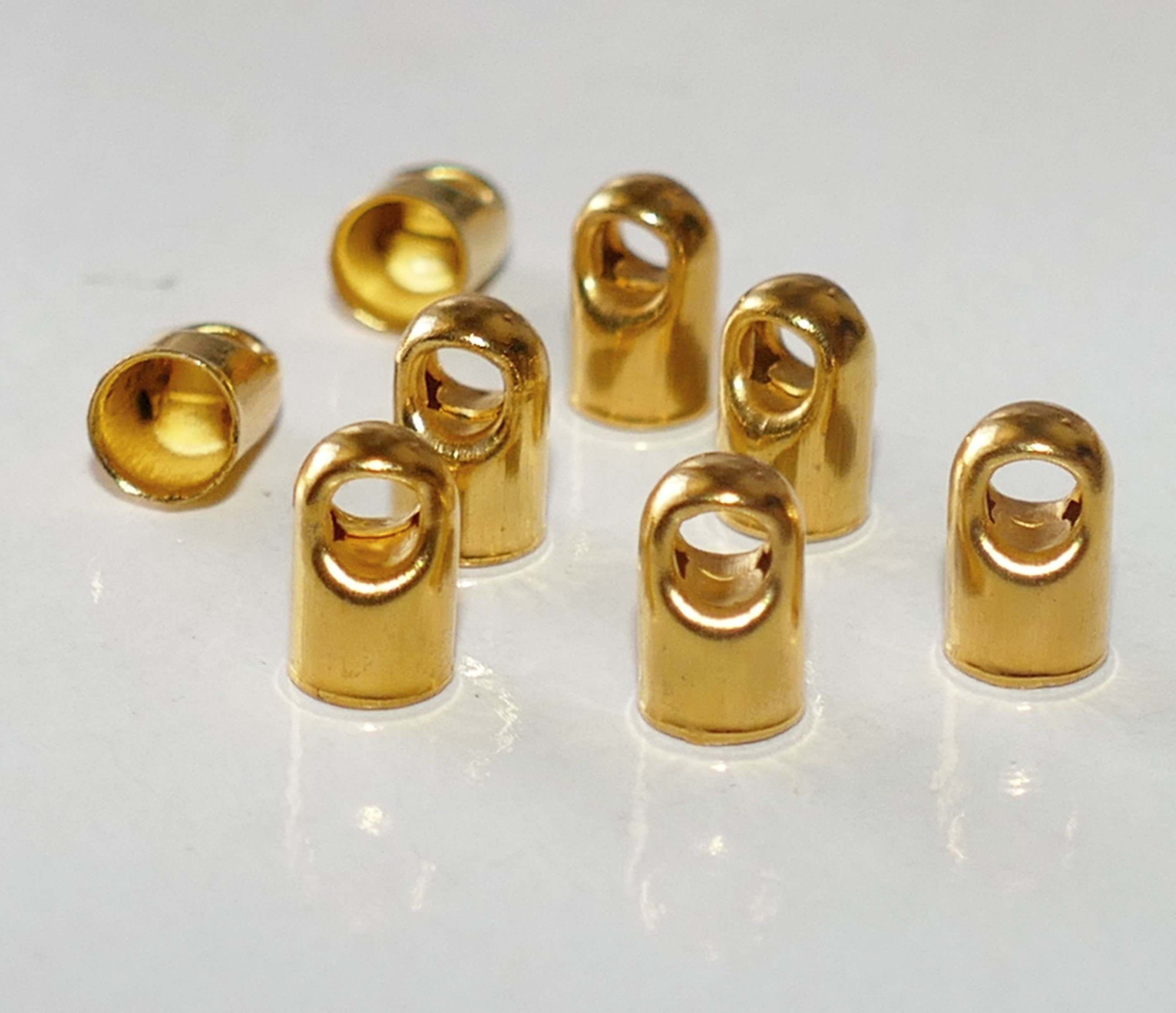 20/50x Round Leather Cord/chain End Caps, Fit 4mm Gold Tone Bead ...